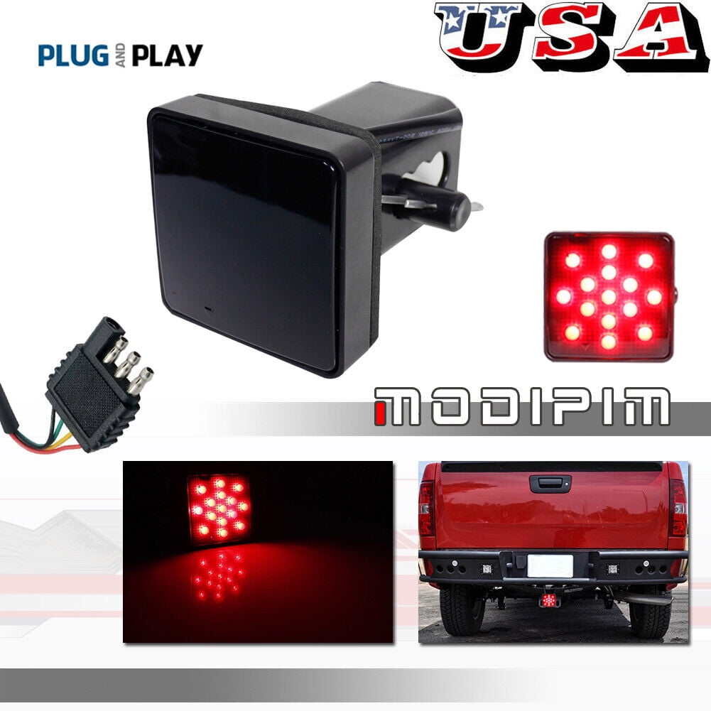 Smoked Lens 15-LED Brake Light Trailer Hitch Cover Suitable for Towing ...