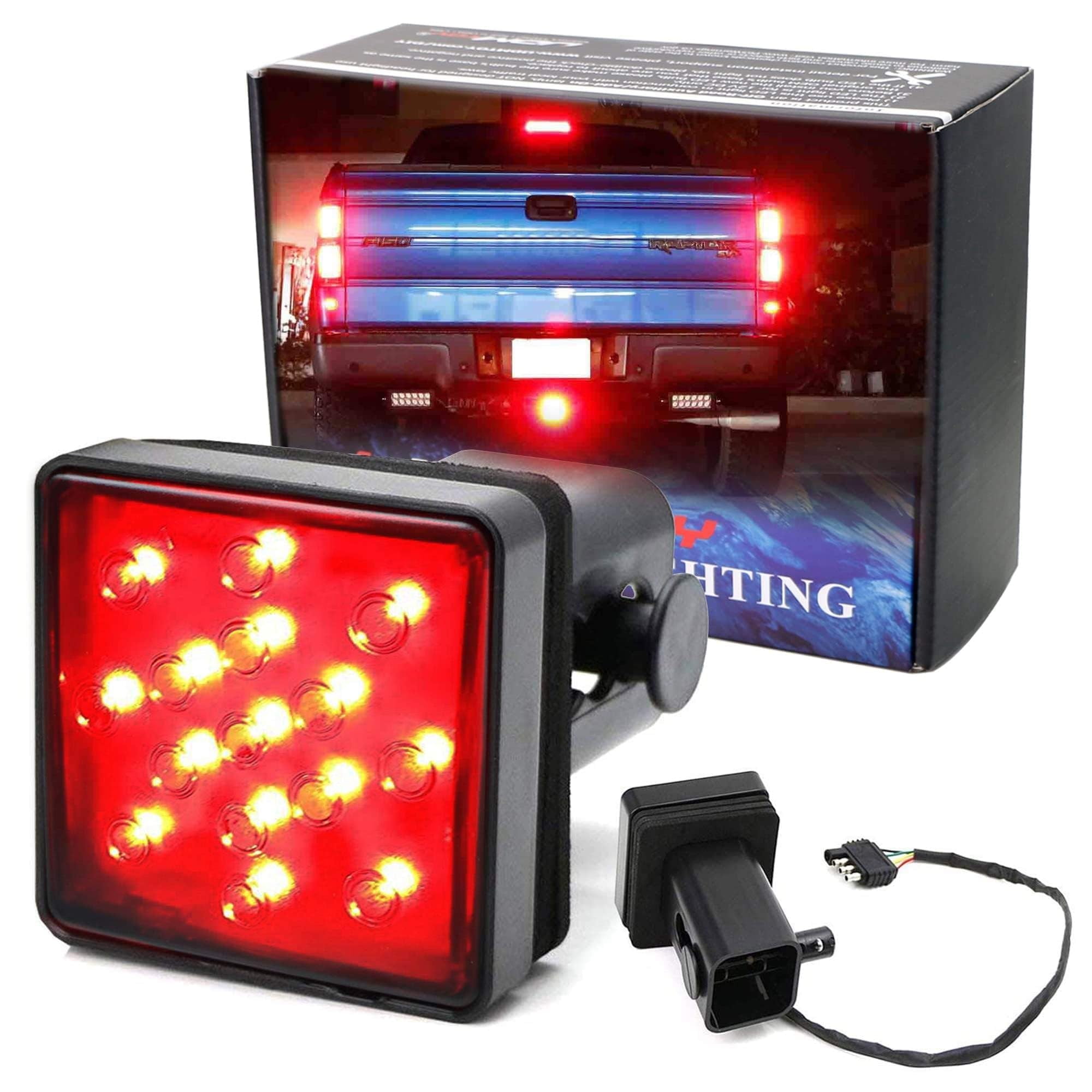 Smoked Lens 15-LED Tow Hitch Receiver Brake Tail Light w/Strobe Feature ...
