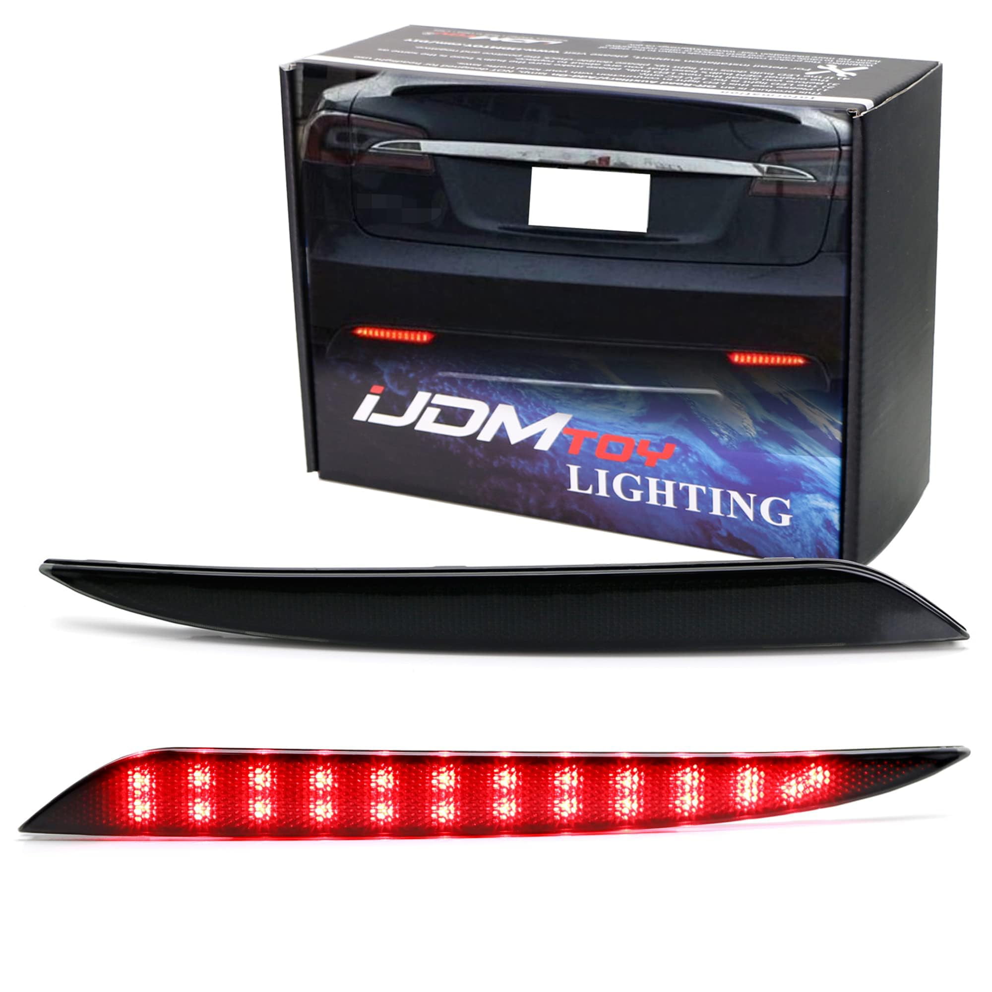 Smoked Lens 24-SMD LED Bumper Reflector Lights For 2012-up Tesla Model ...