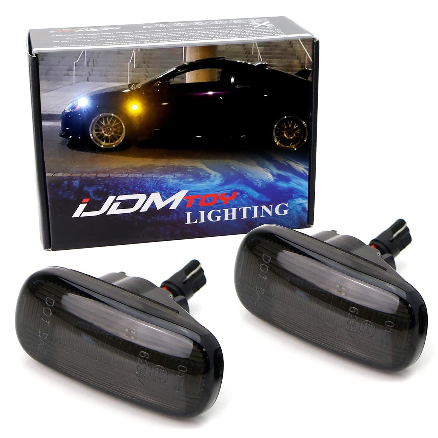 Smoked Lens Amber Full LED Fender Side Marker Light Kit For JDM Spec ...