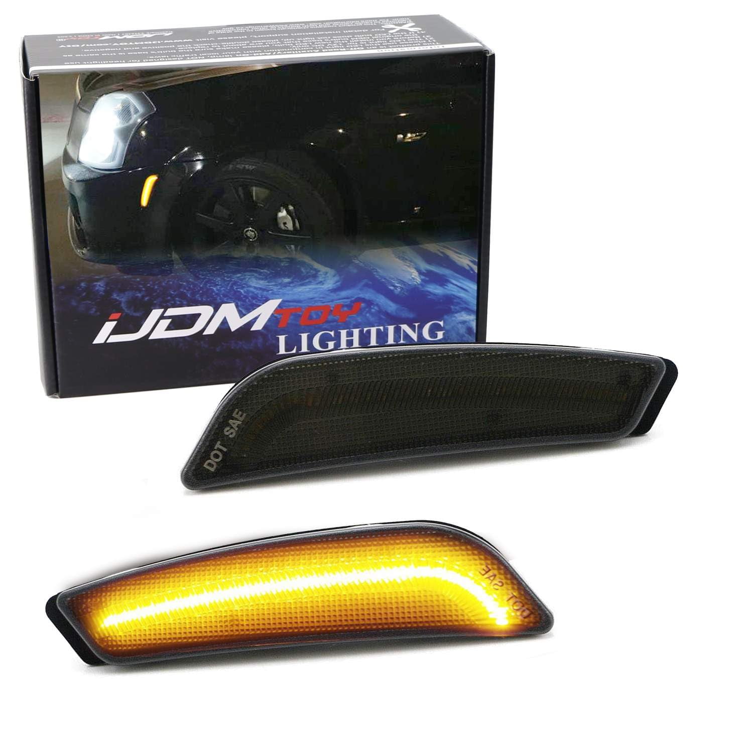 Smoked Lens Amber Full LED Front Side Marker Light Kit For 2003-07 ...