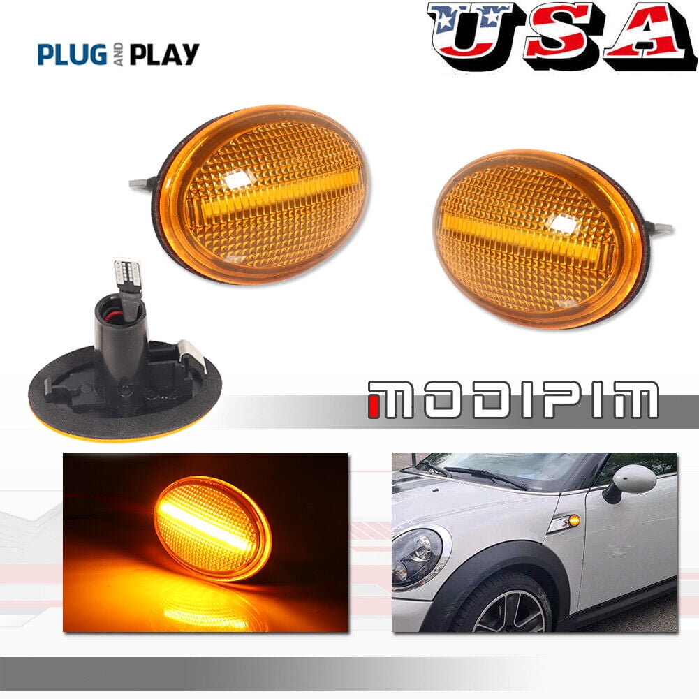 Yellow Lens Amber LED Fender Side Marker Lights for Mini Cooper R55 R56 ...