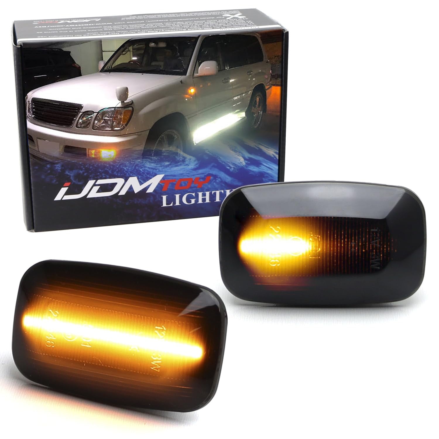 Smoked Lens Amber Sequential Blink Full LED Front Fender Side Marker ...