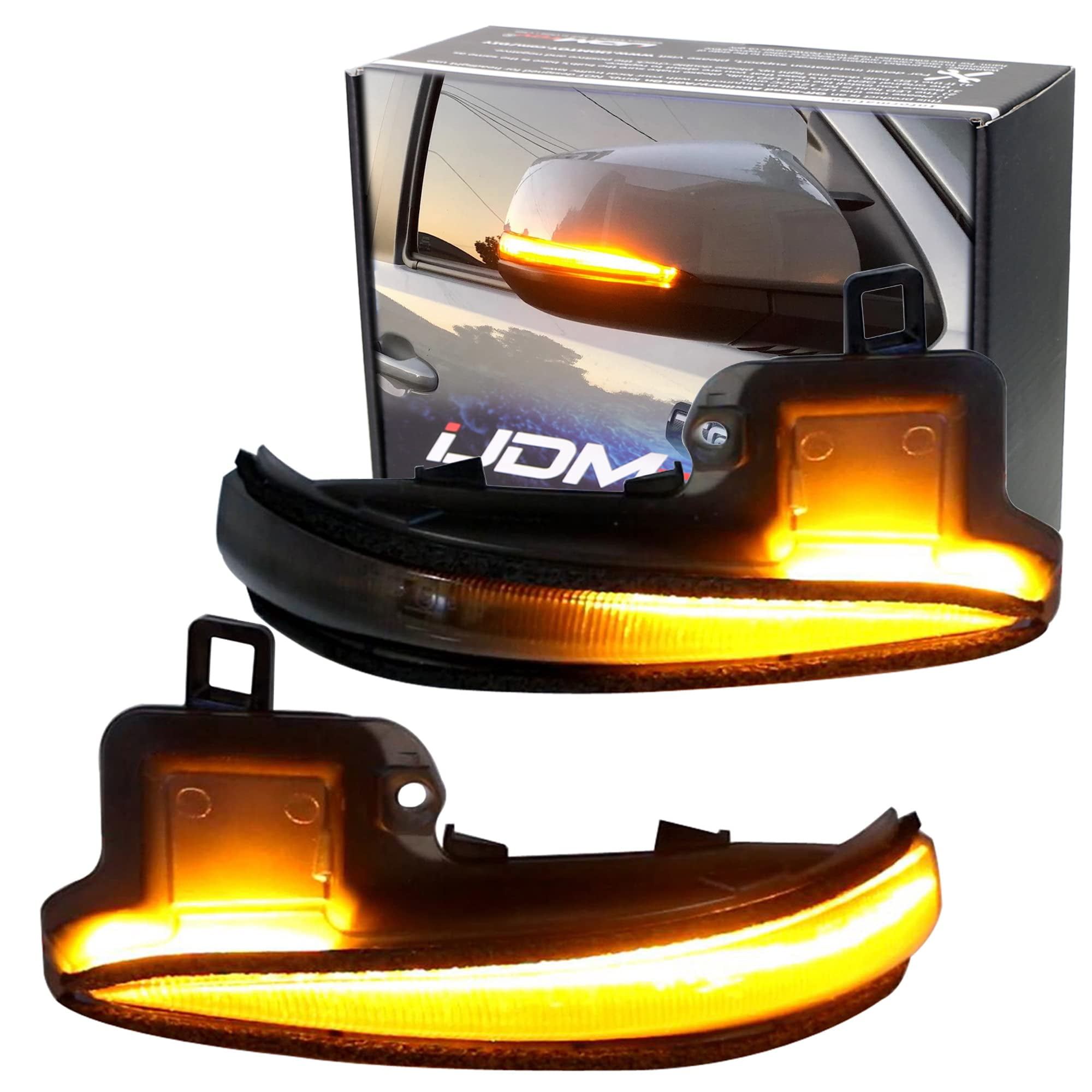 Smoked Lens Dynamic Sequential Blink/Flow Full LED Side Mirror Turn Signal Light Assembly Kit ...