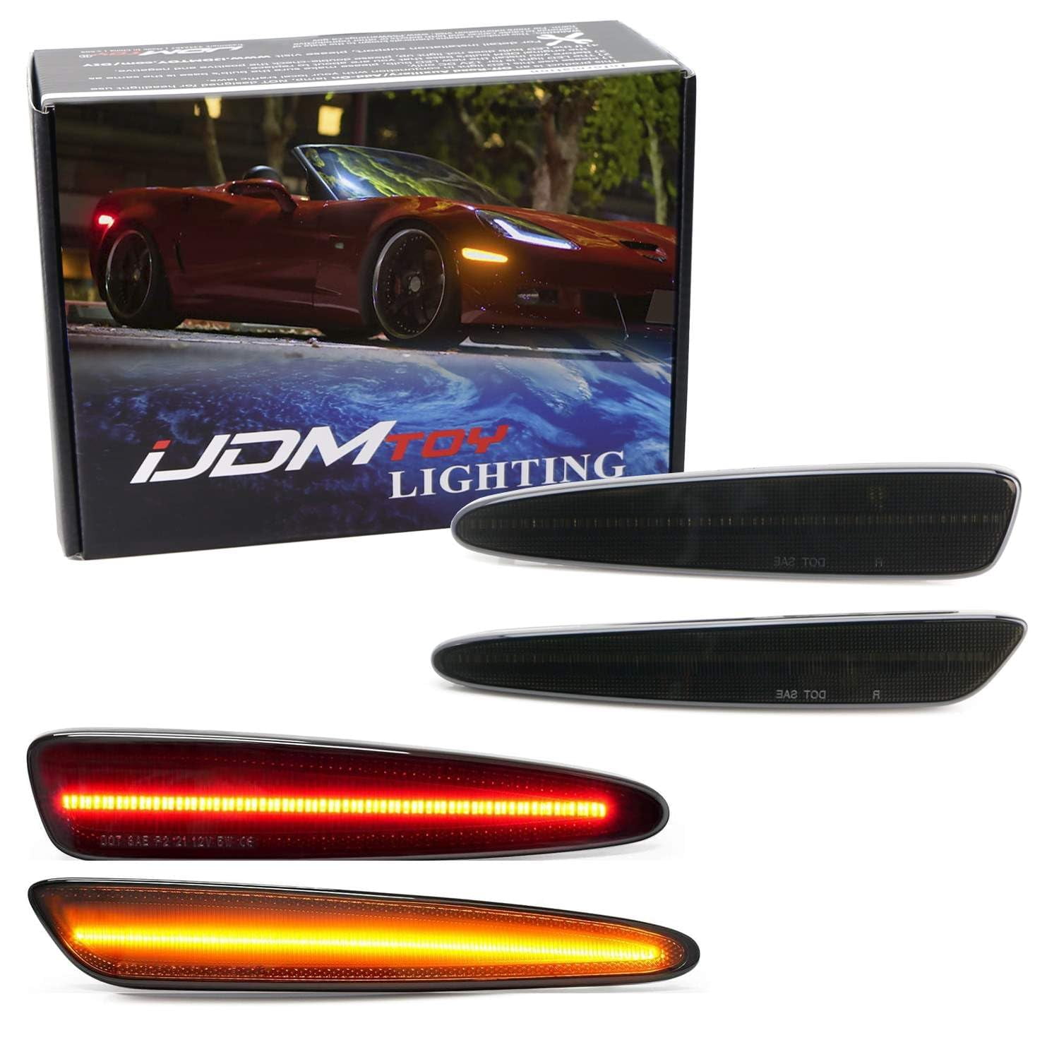 Smoked Lens Full LED Strip Front & Rear Side Marker Light Kit For 2005 ...