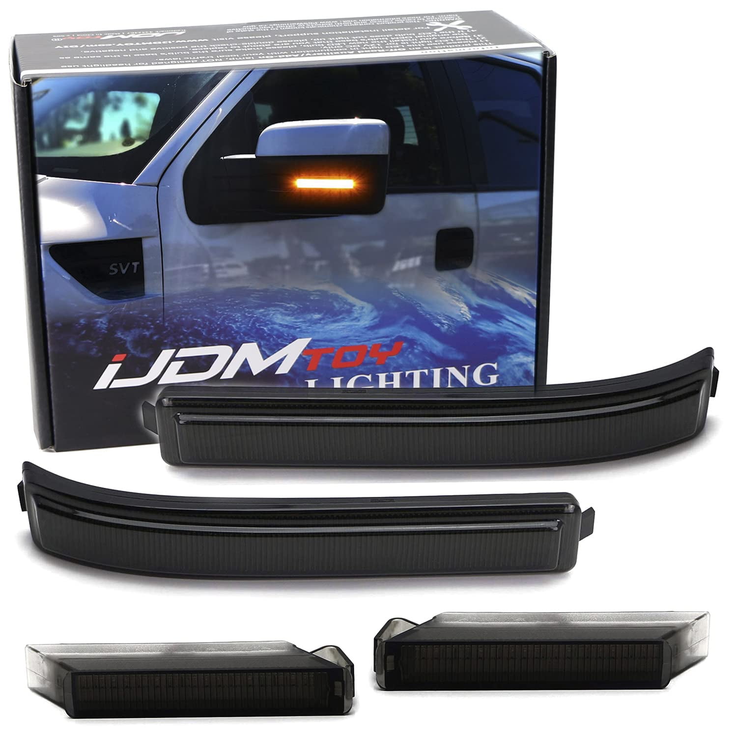 Smoked Lens Side Mirror Front/Back Amber Full LED Marker Lights Combo ...