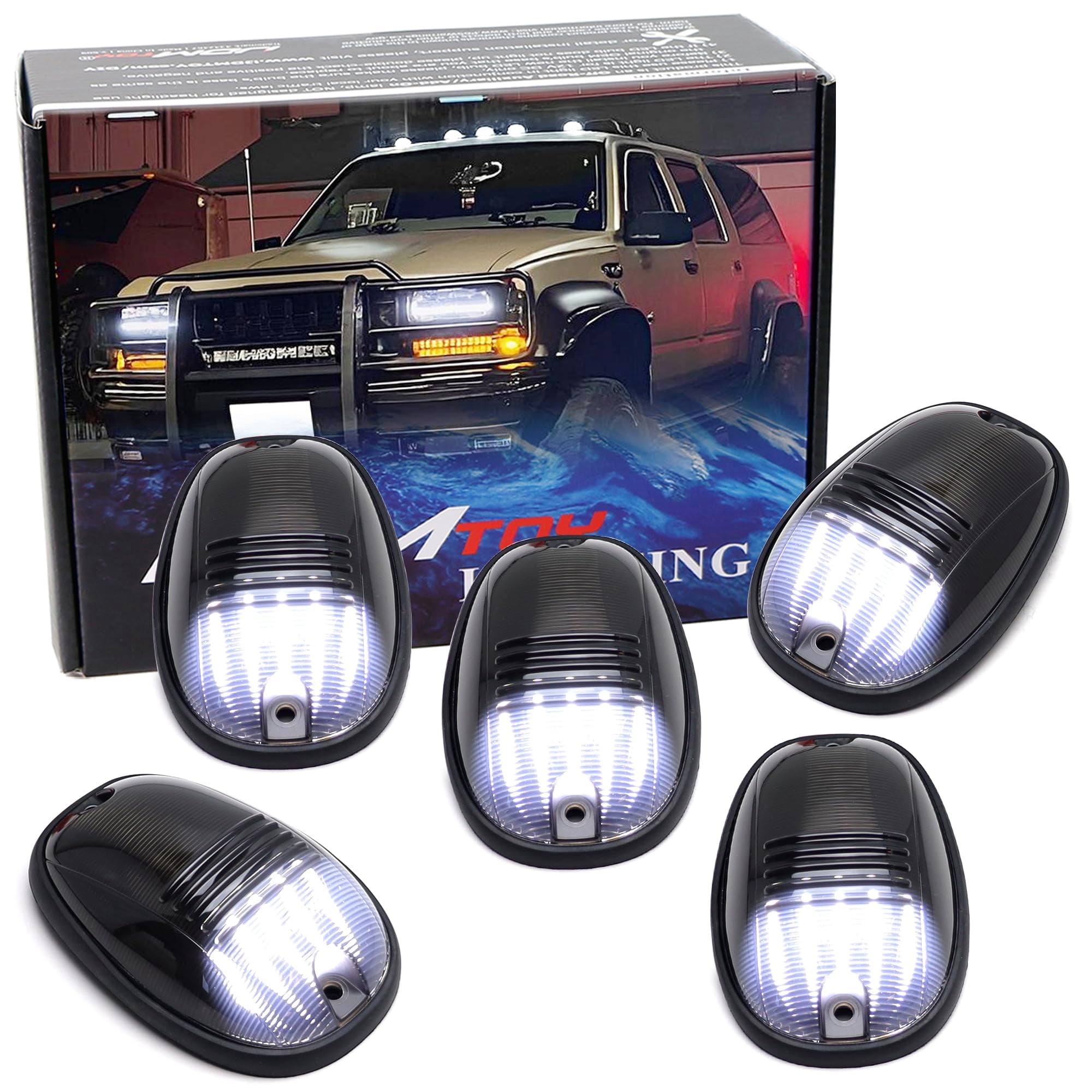 Smoked Lens White Full LED Cab Roof Clearance Marker Lamps For 1988 ...