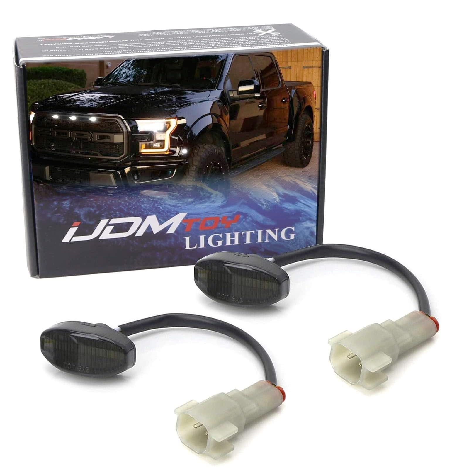 Smoked Lens White Full LED Front Fender Flare Side Marker Light Kit For ...
