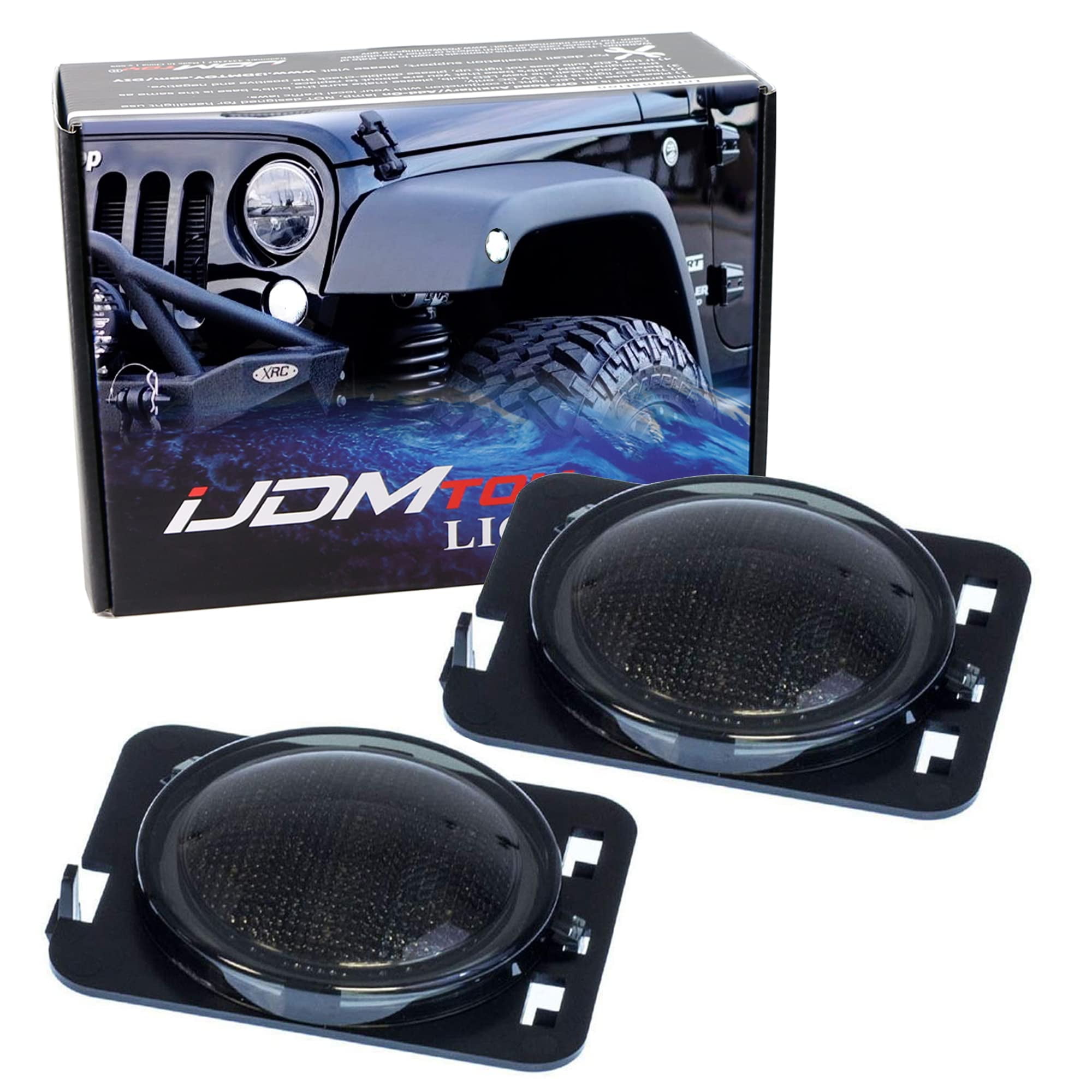 Smoked Lens White Full LED Front Fender Flare Side Marker Light Kit For ...