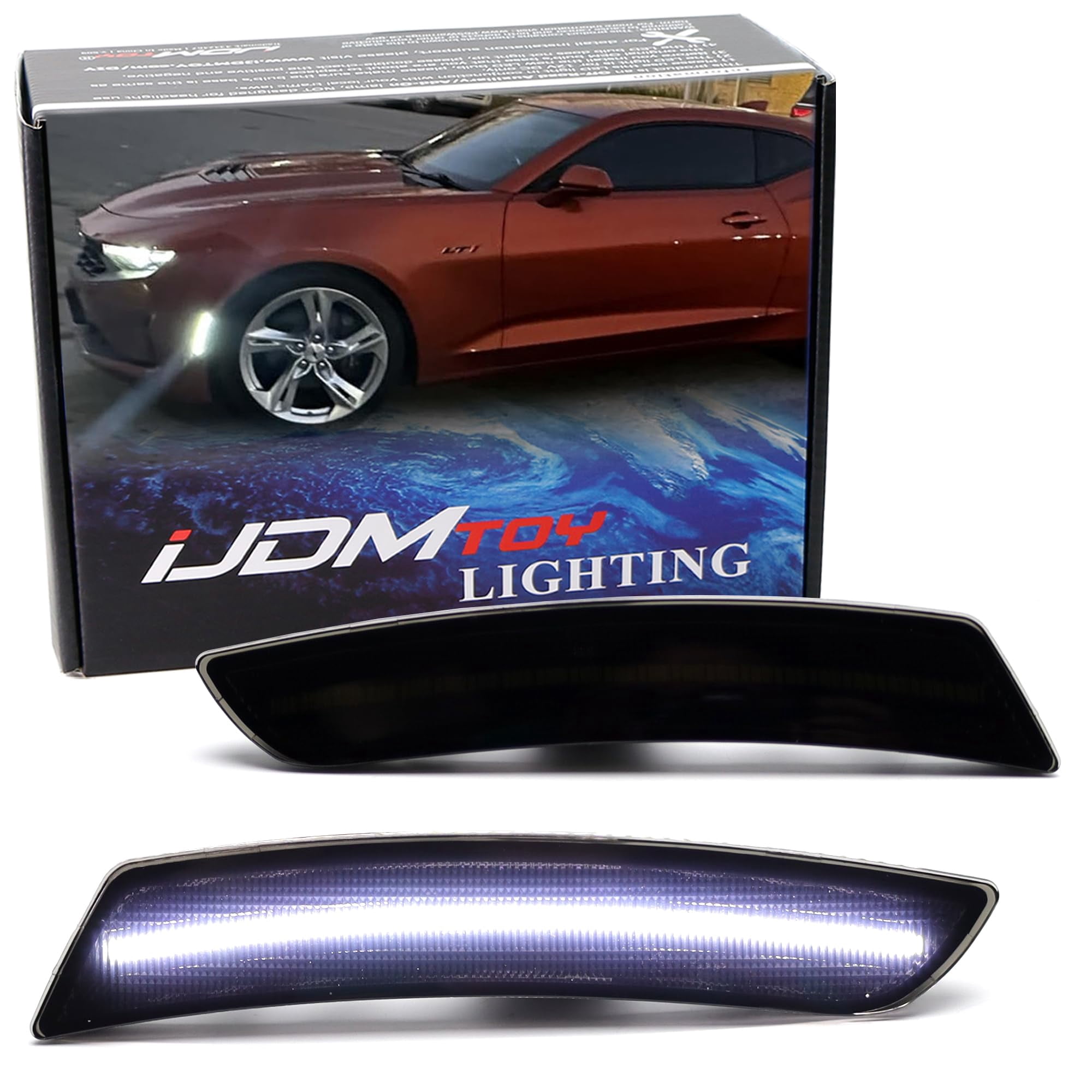 Smoked Lens White Full LED Front Side Marker Lights For Chevy 2016-23 ...