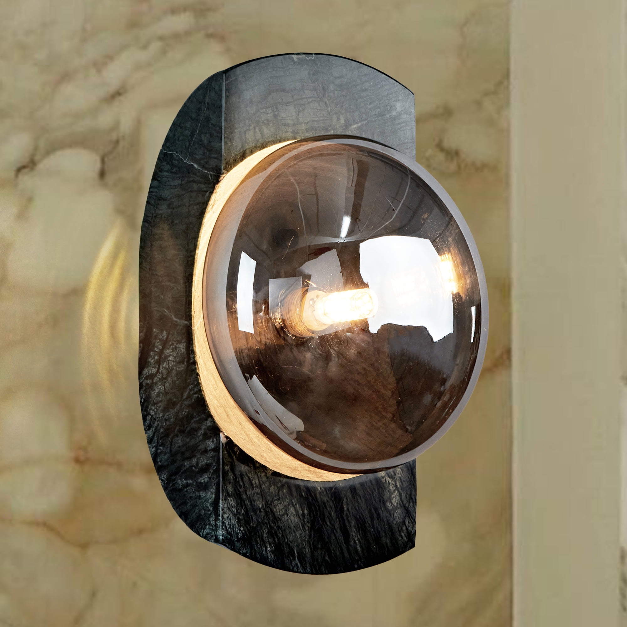 Smoked Luster Veining Globe Wall Sconce , Exterior Wall Lights ...