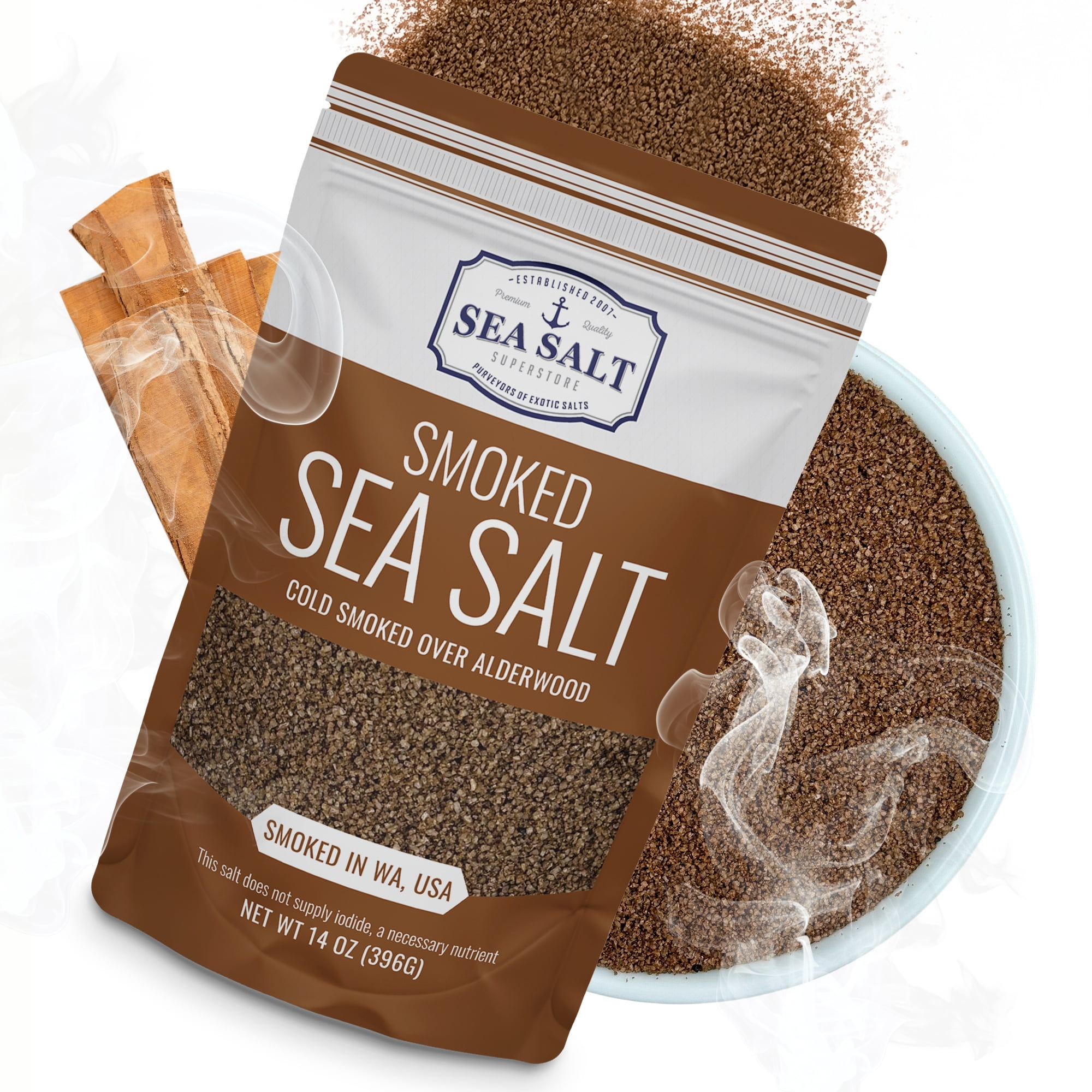 Sea Salt Superstore Fine Grain Cold Smoked Sea Salt over Alderwood 14 ...