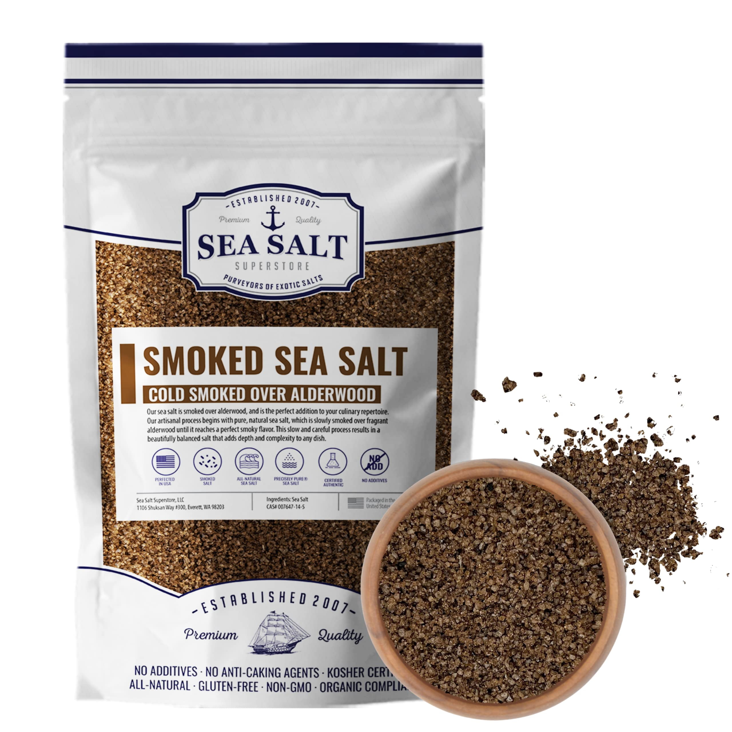Smoked Sea Salt, Fine Grain Cold Smoked Salt Over Alderwood, Unrefined ...