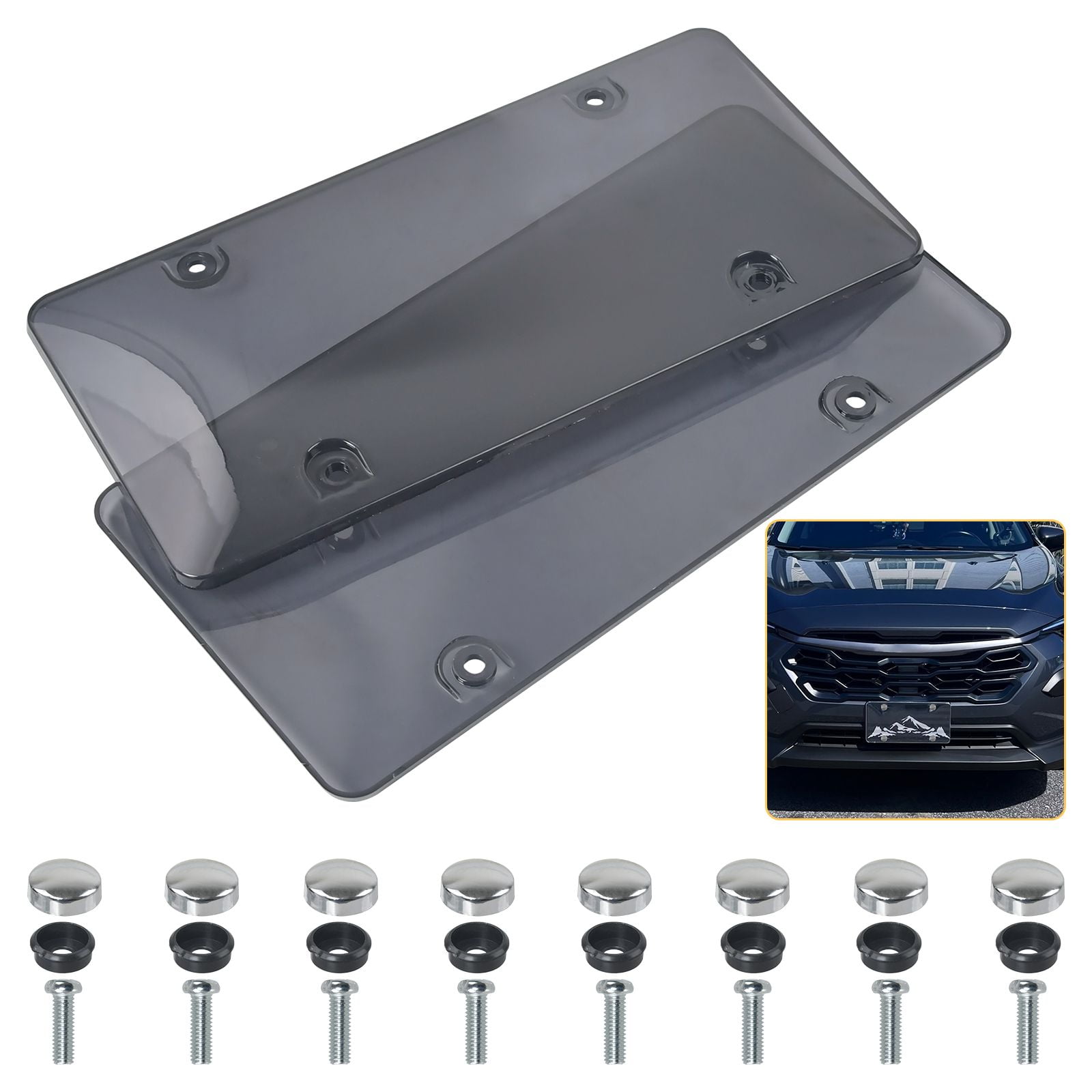 Smoked Unbreakable License Plate Shields - 2-Pack Novelty/License Plate ...