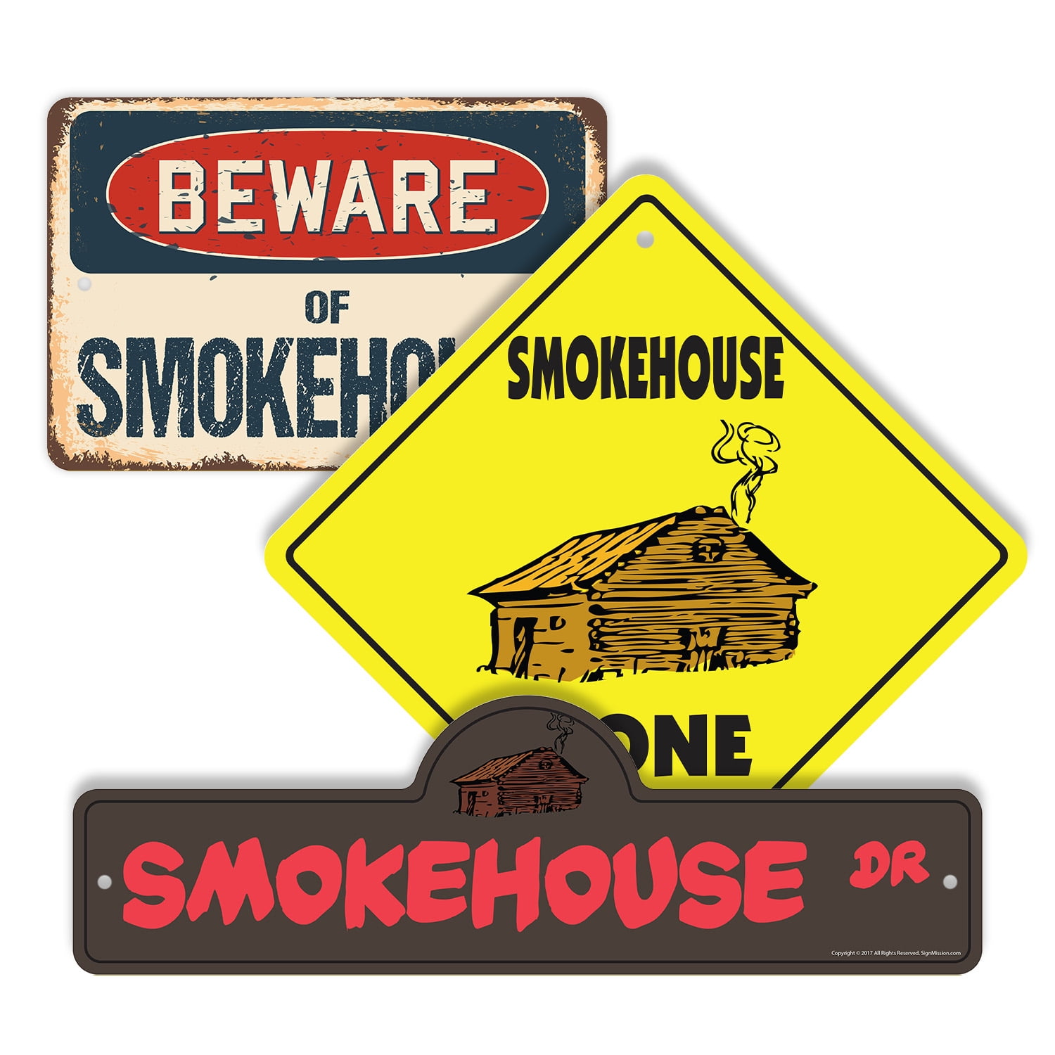 Smokehouse (3 Pack) Large Plastic Street Sign Crossing Sign Warning ...