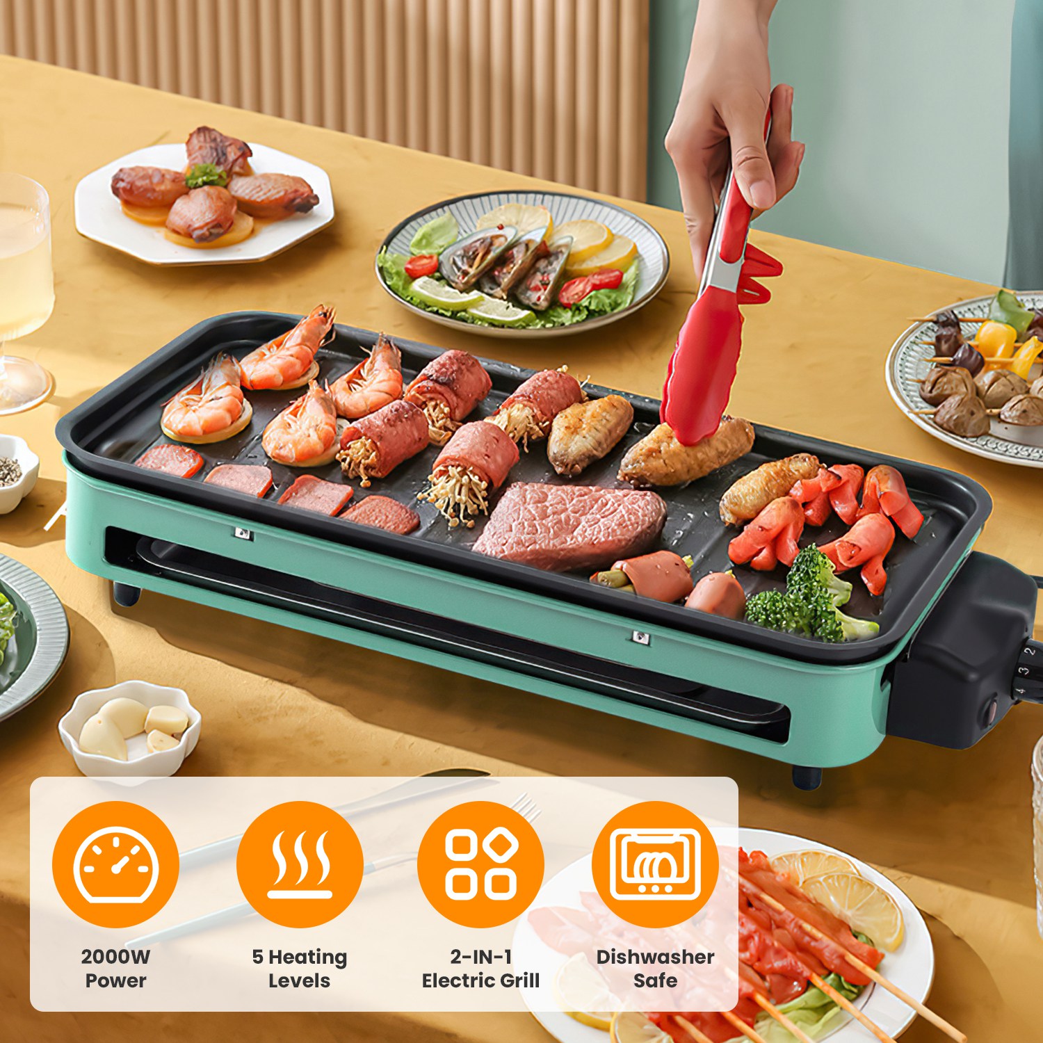 Smokeless Electric Indoor Grill, iMounTEK 2000W Non-Stick BBQ Grill for ...