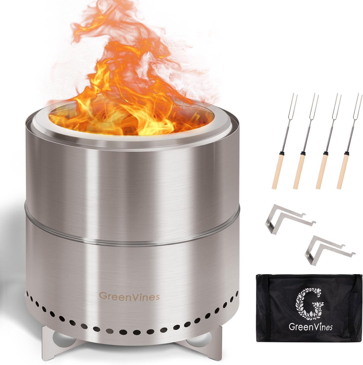 Smokeless-Fire-Pit | 15-Inch | 304 Stainless-Steel-Firepit | Portable ...