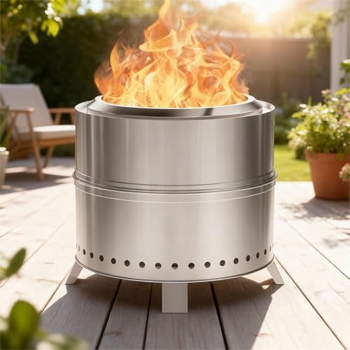 Smokeless Fire Pit 19.3 Inch Stainless Steel Outdoor Wood Burning ...