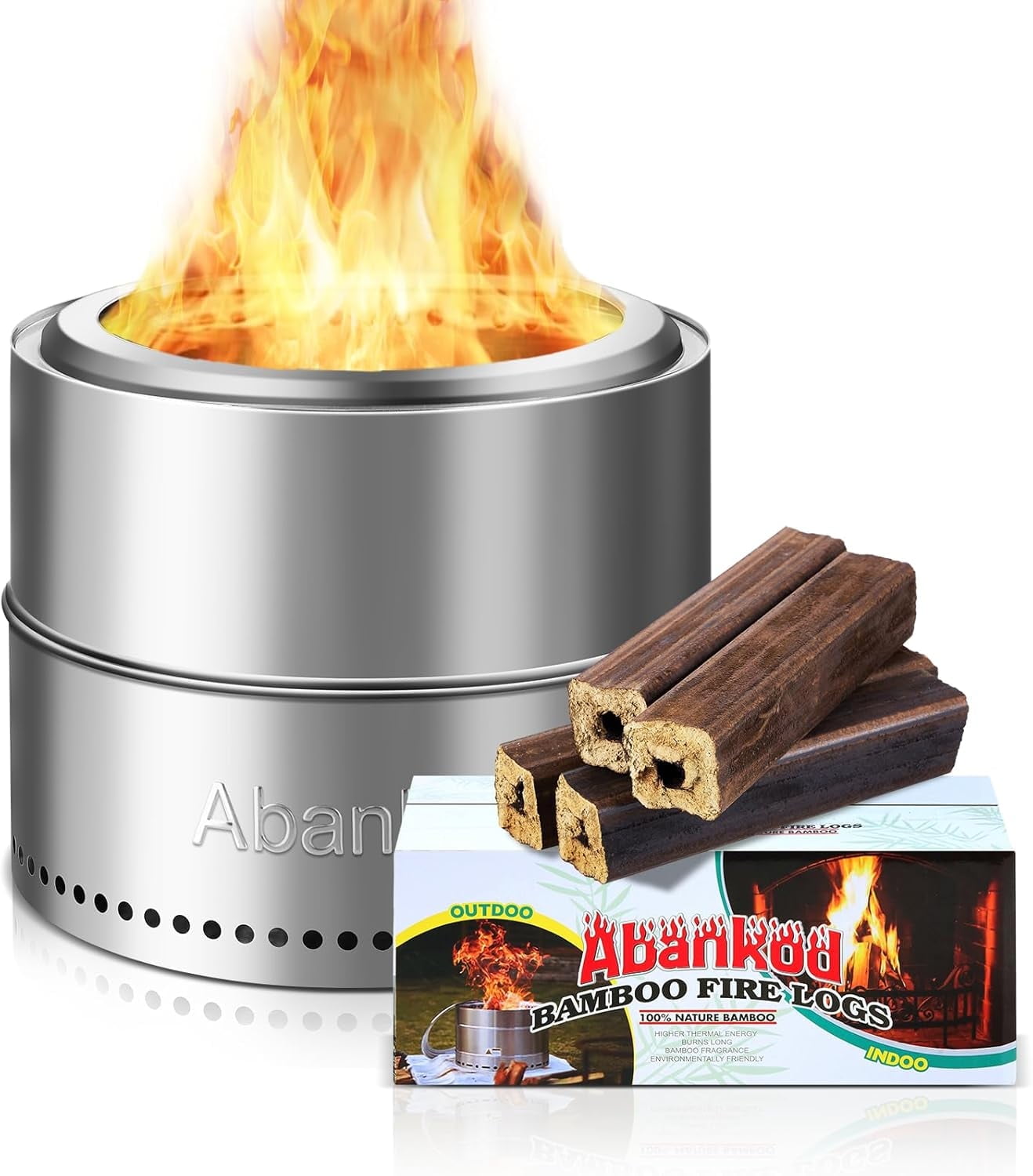 Smokeless Fire Pit - 19.5" Outdoor Fire Pit with Fire Logs Fireplace ...