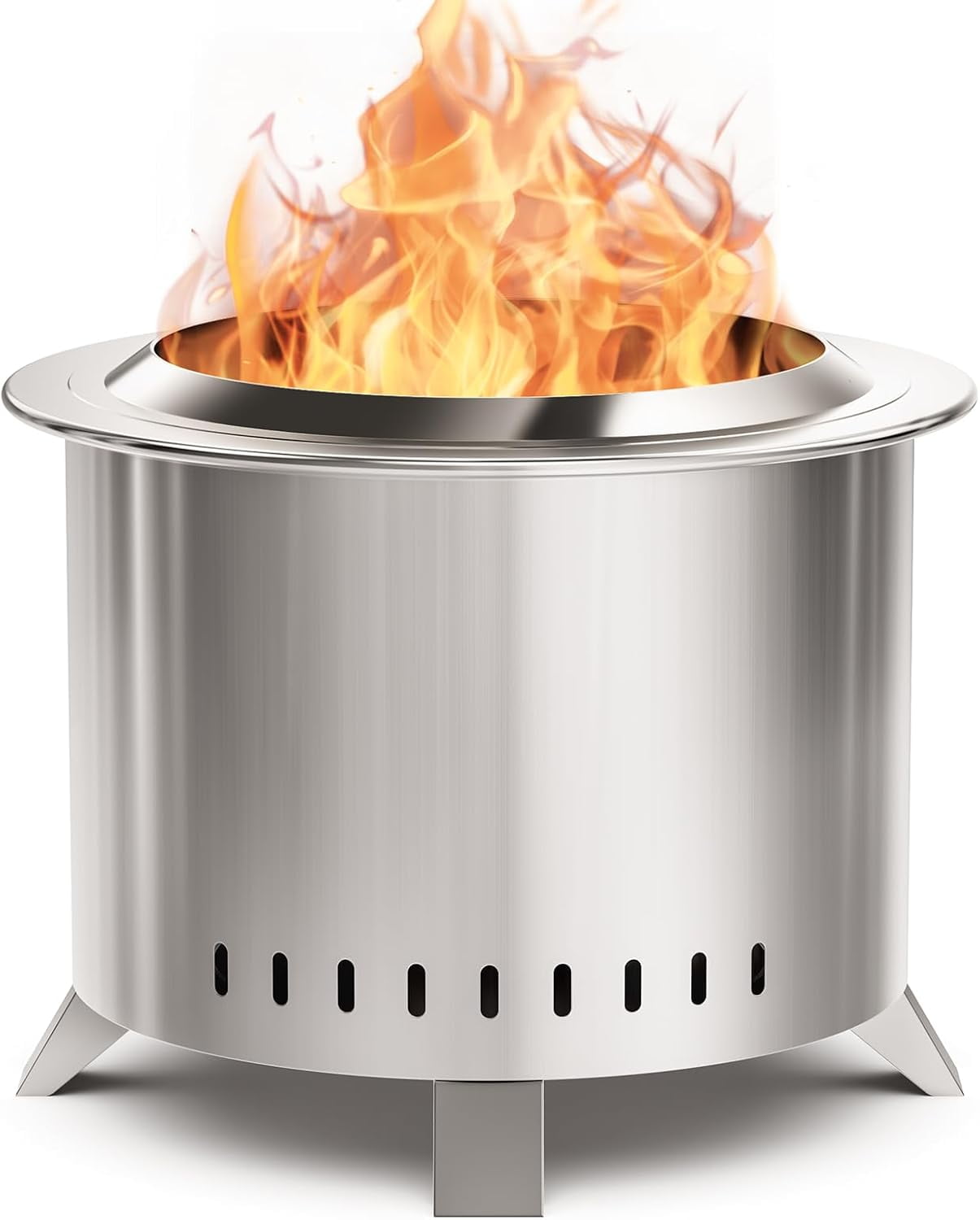 Smokeless Fire Pit,22 Inch Stainless Steel Firepit, Outdoor Wood ...