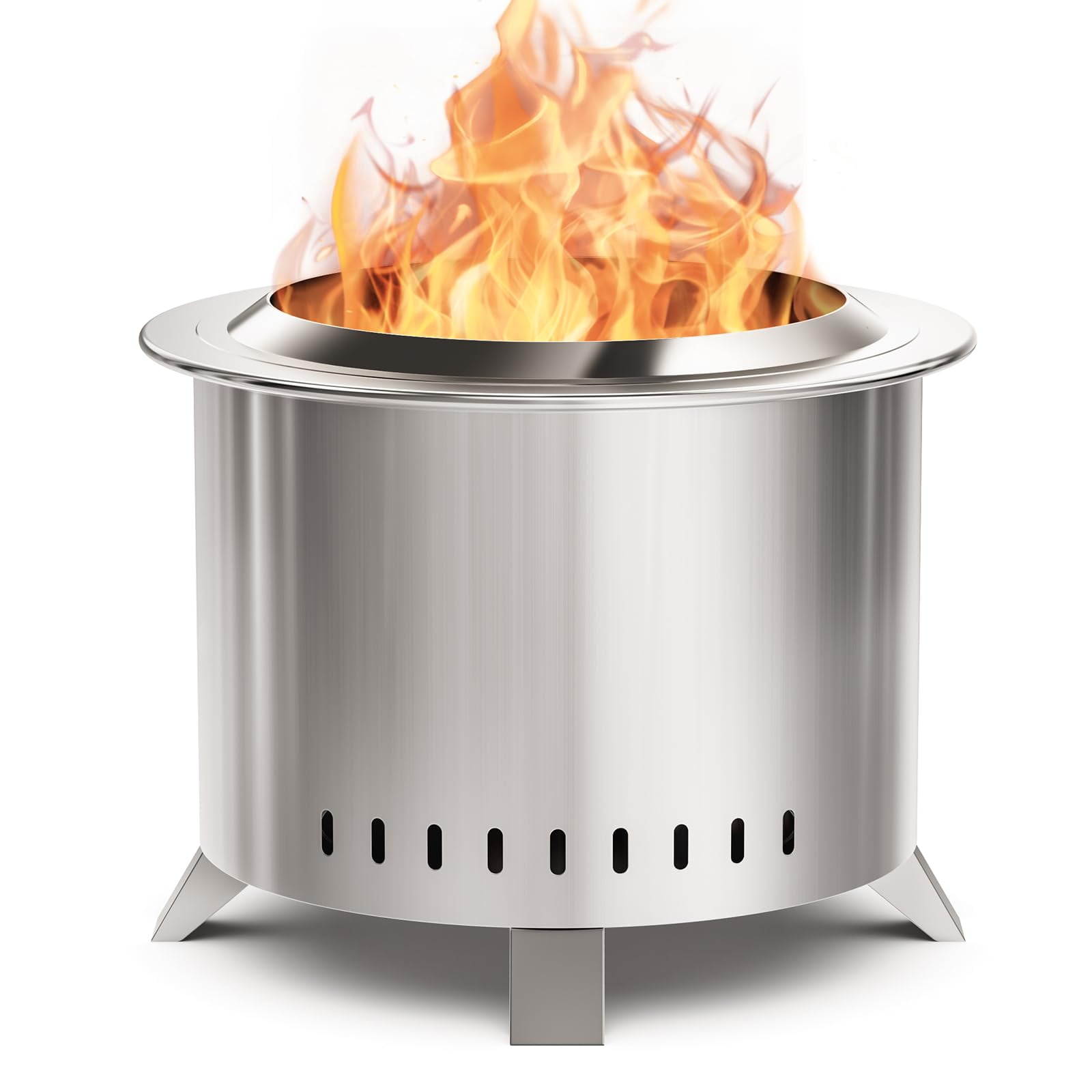 Smokeless Fire Pit,22 Inch Stainless Steel Firepit, Outdoor Wood ...