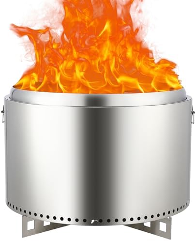 Smokeless Fire Pit - 27 Inch, Portable Stainless Steel Bonfire Pit ...