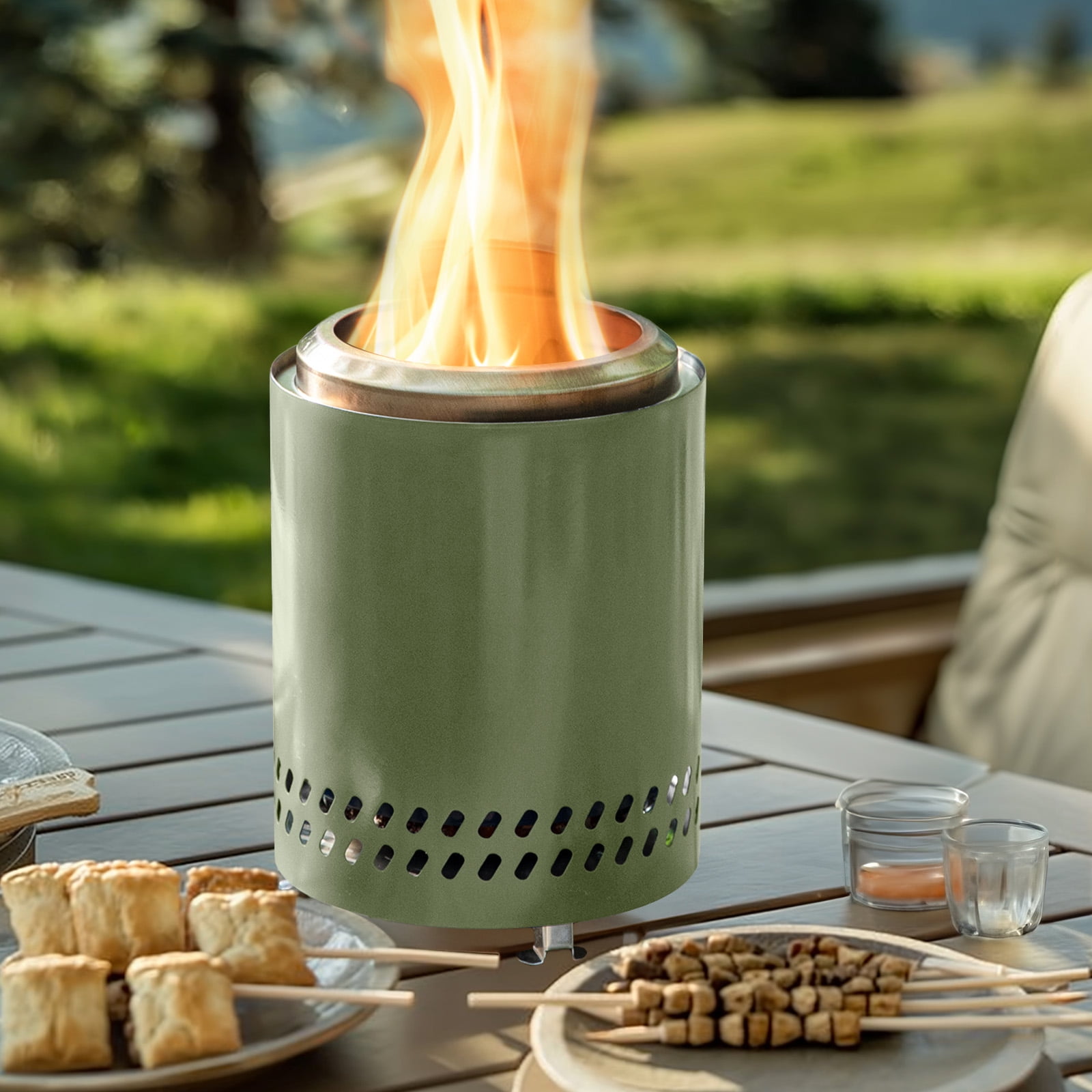 Smokeless Fire Pit, 304 Stainless Steel Tabletop Firepit Wood Pellets ...