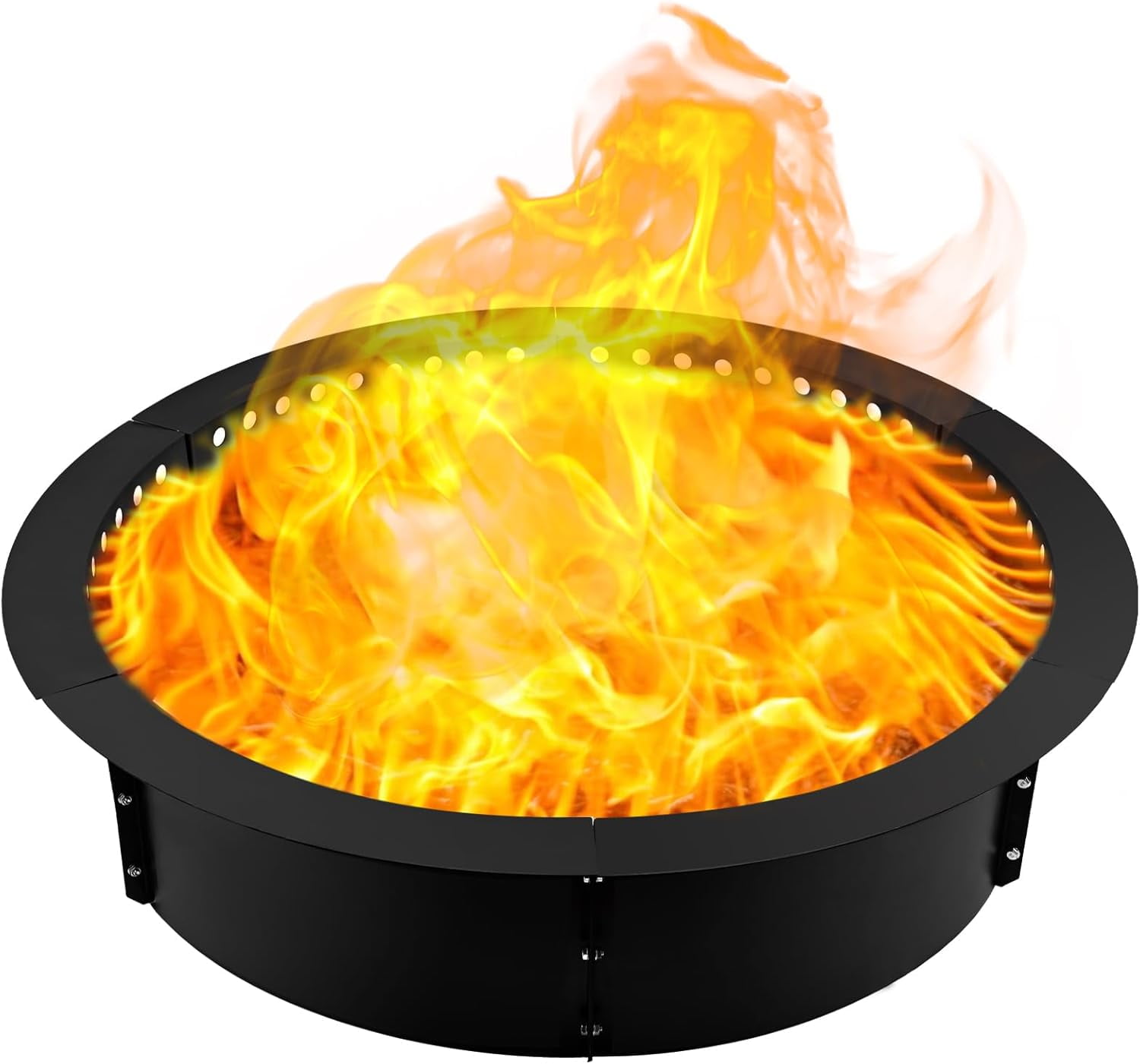 Smokeless Fire Pit Liner Outdoor Fire Ring Heavy Duty Solid Steel Round ...