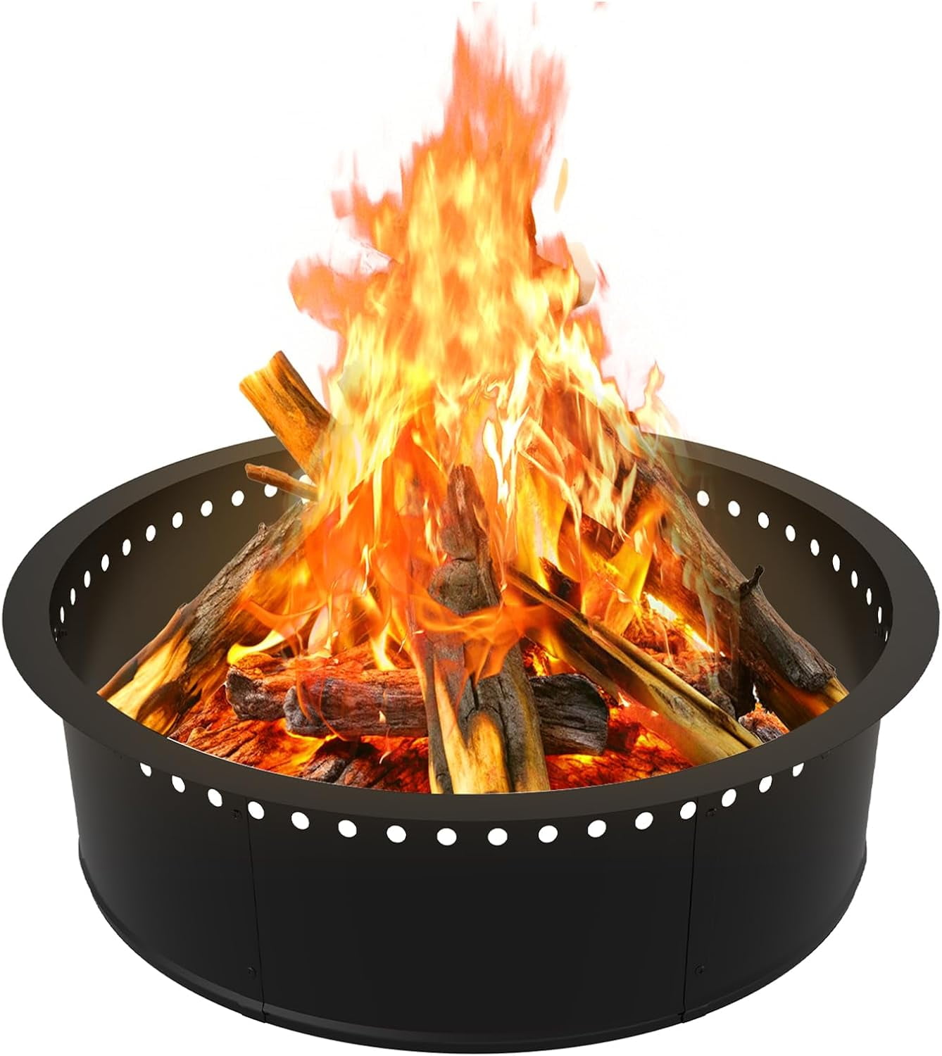 Smokeless Fire Pit Ring Outdoor, 33 Inch Outer 30 Inch Inner Round Wood ...