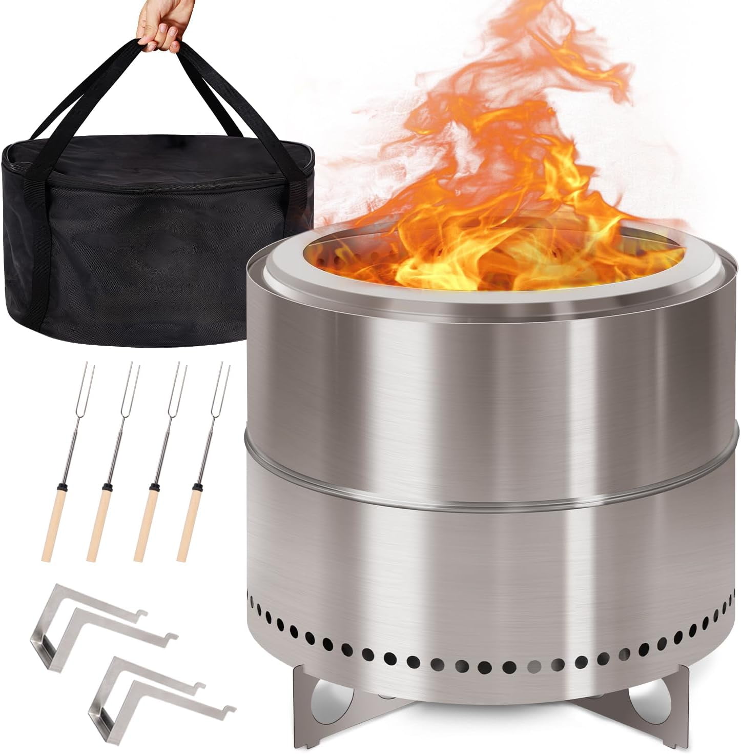 Smokeless-Firepit | 19-Inch | Stainless-Steel-Fire-Pit | Portable ...