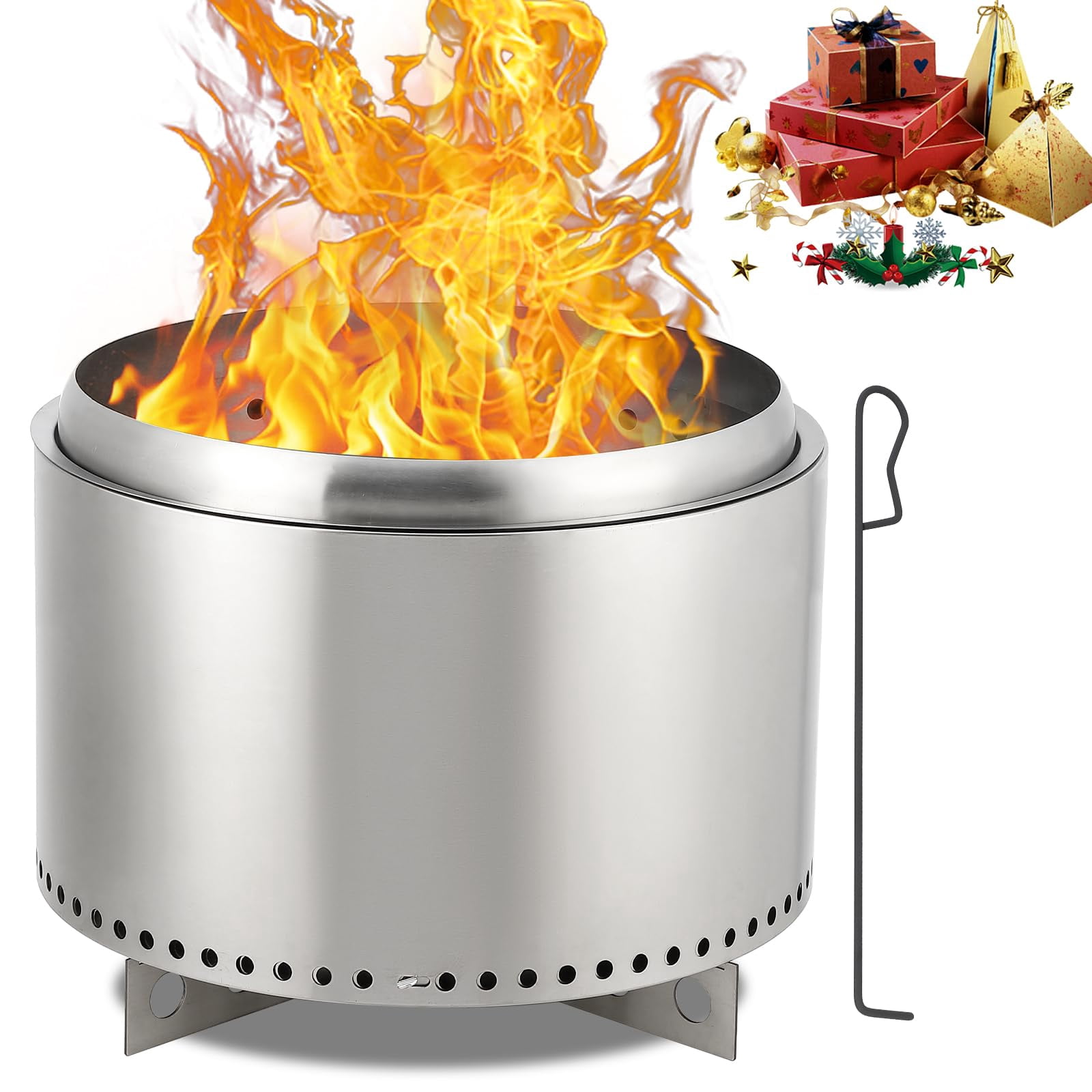 Smokeless Firepit 20.5Inch Portable Outdoor Fire Pit with Removable Ash ...