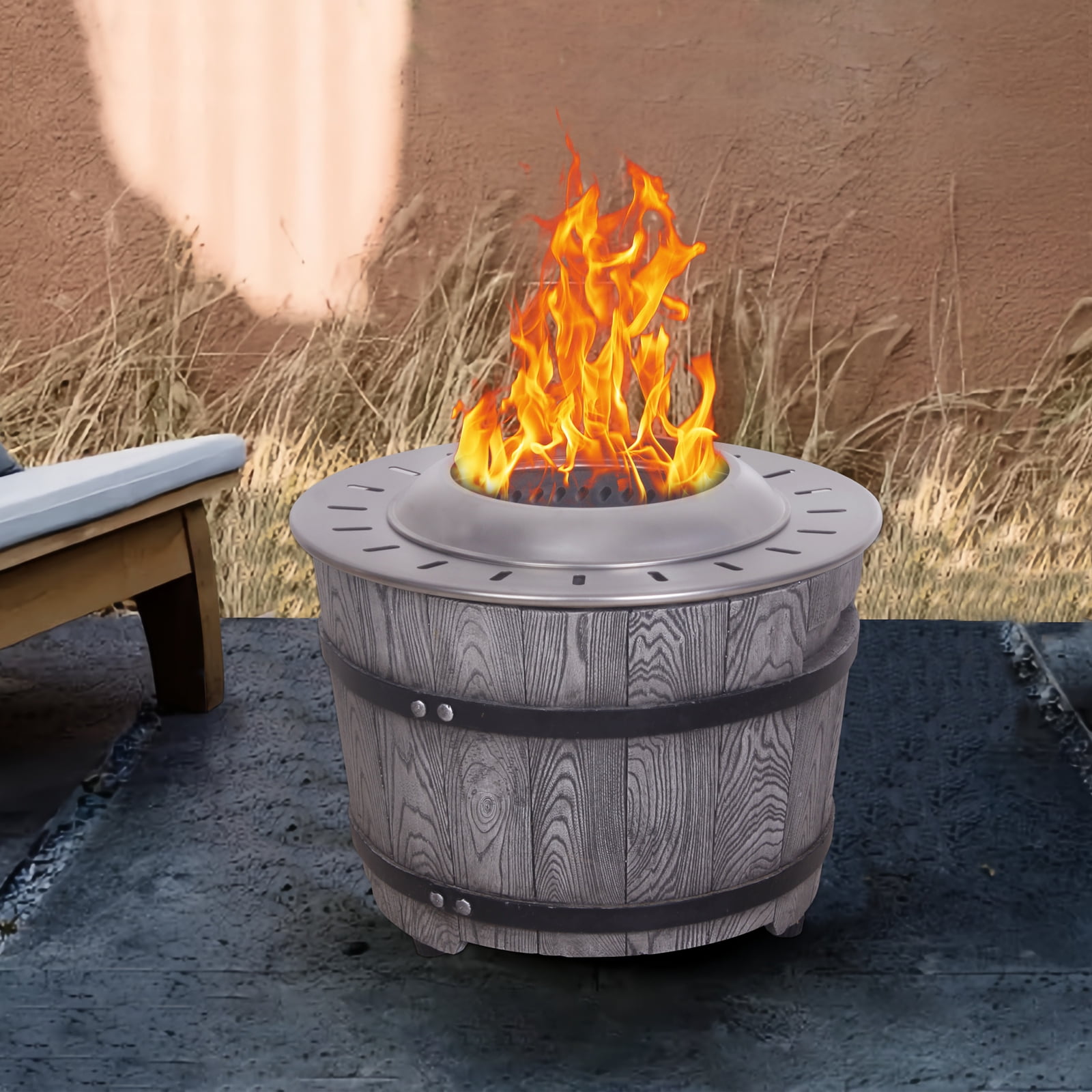 Smokeless Firepit With Wood Pellet/Twig/Wood As The Fuel, Wood Look - Walmart.com