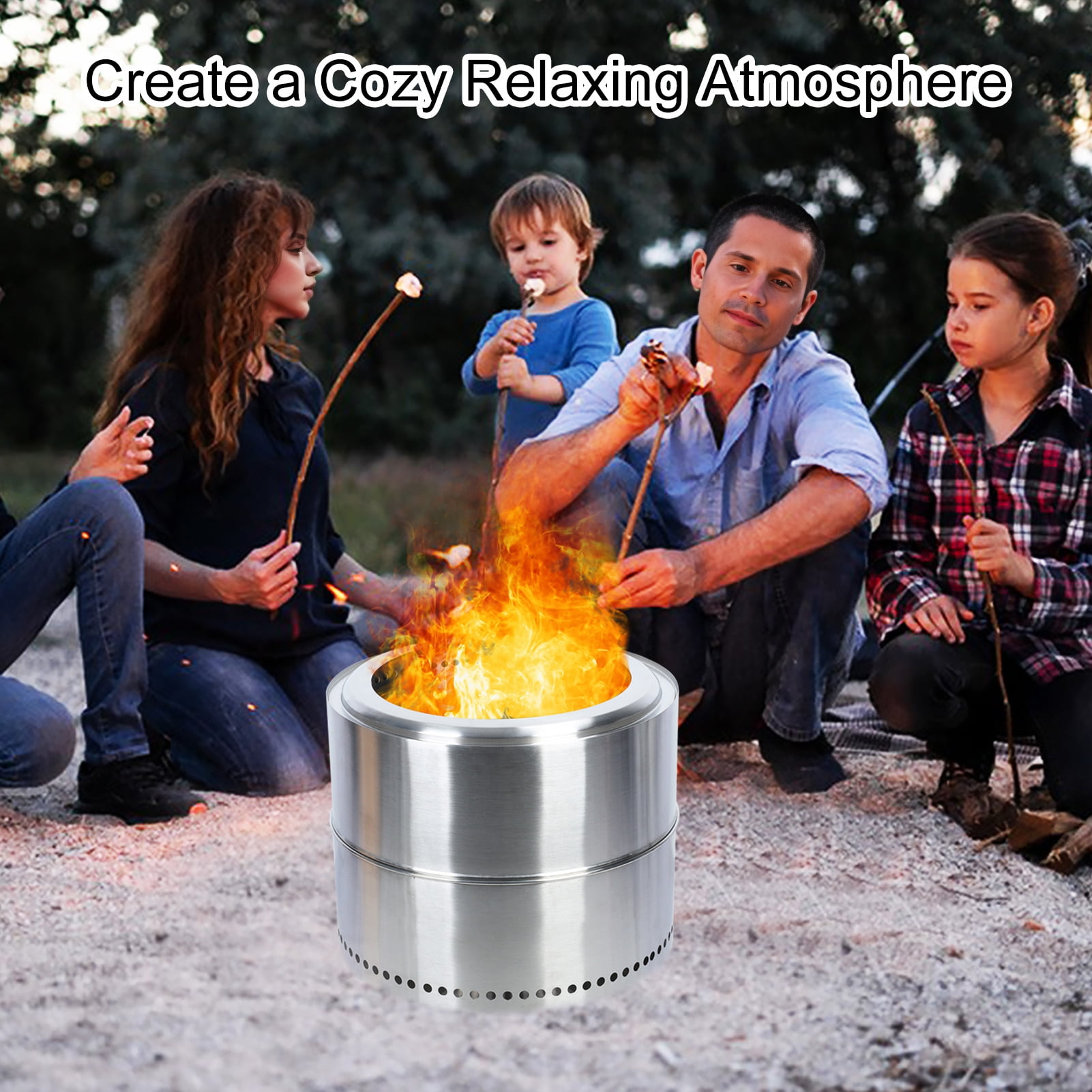 Smokeless Firepit, Wood Burning BBQ Firepit, Stainless Steel Portable ...