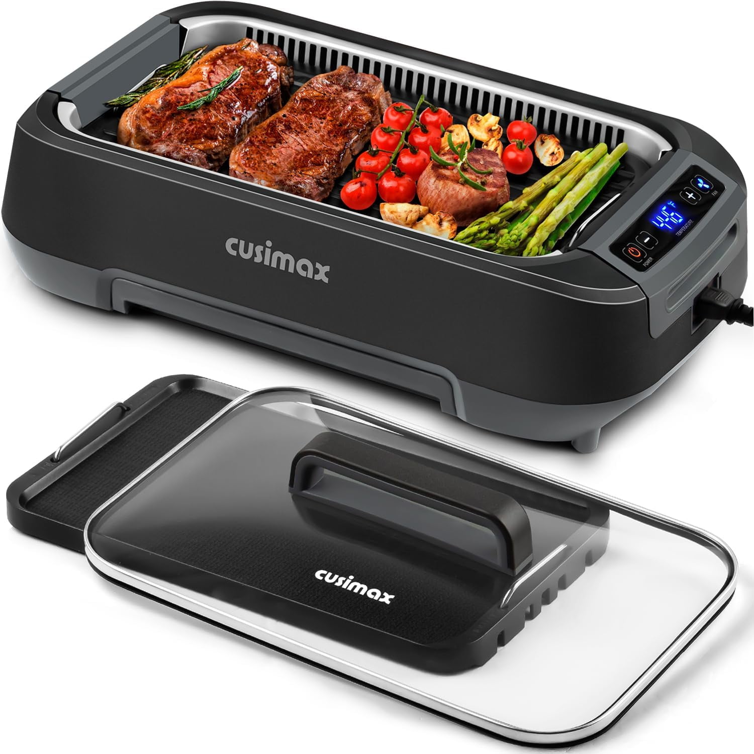 Smokeless Indoor Grill, Electric Grill with Non-stick Removable Grill ...