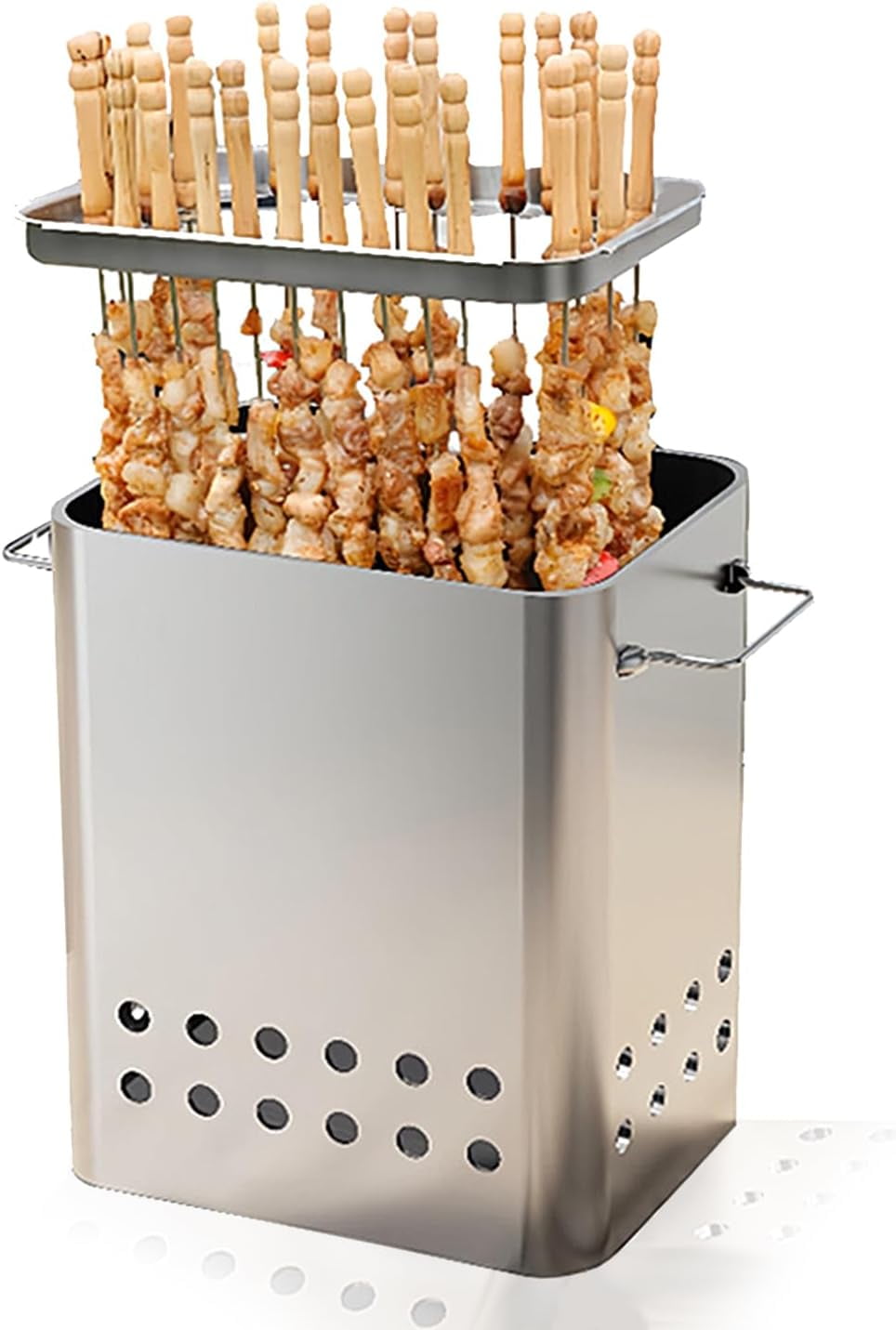 Smokeless Square Barbecue Hanging Grill, Stainless Charcoal BBQ Stove ...