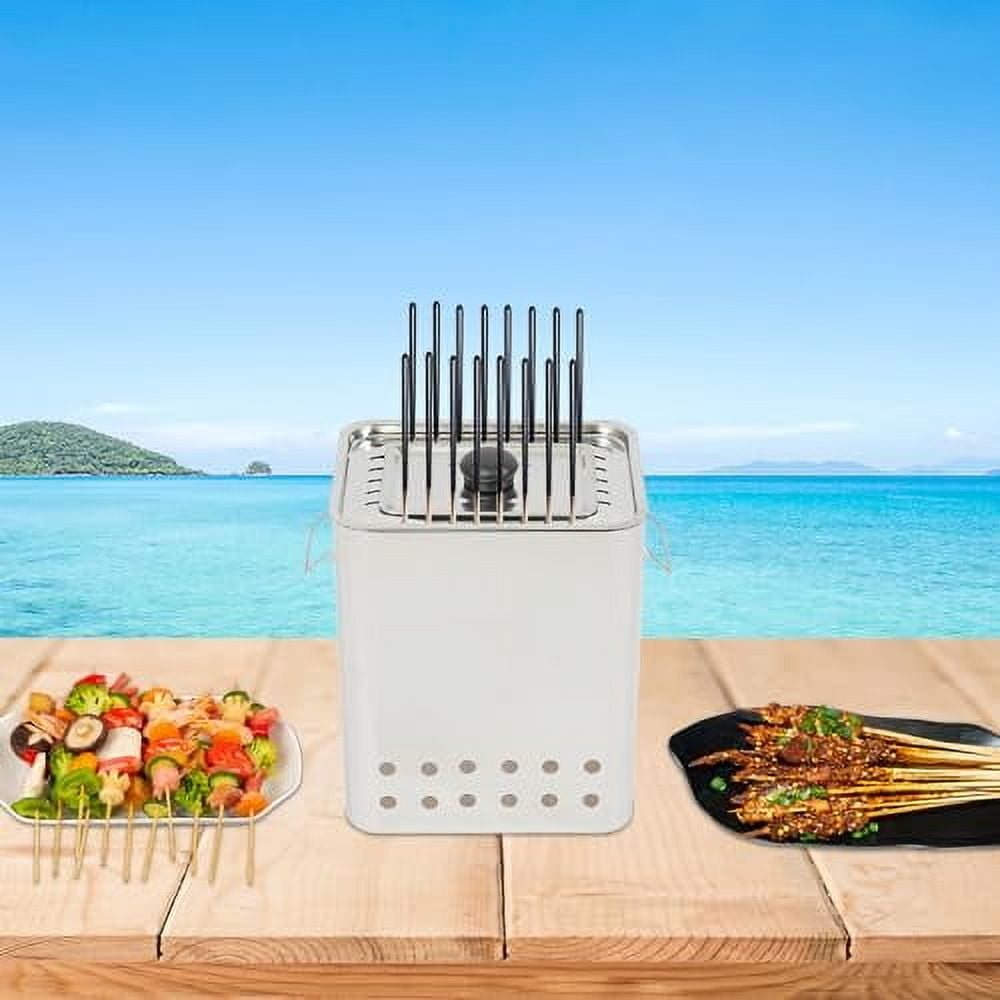 Smokeless Square Barbecue Hanging Grill with 26 Skewers, Portable ...