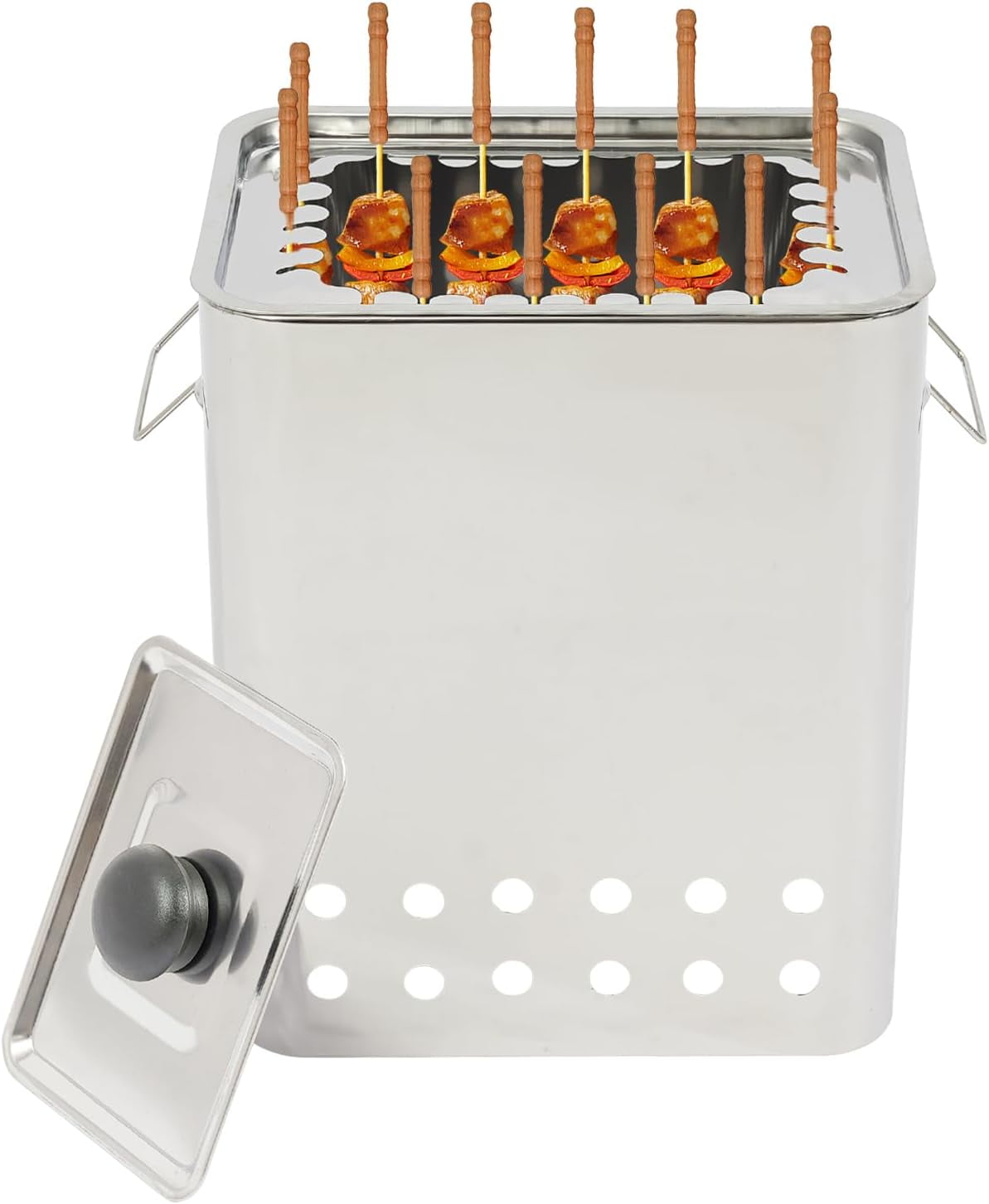 Smokeless Square Barbecue Hanging Grill with 26 Skewers, Portable ...