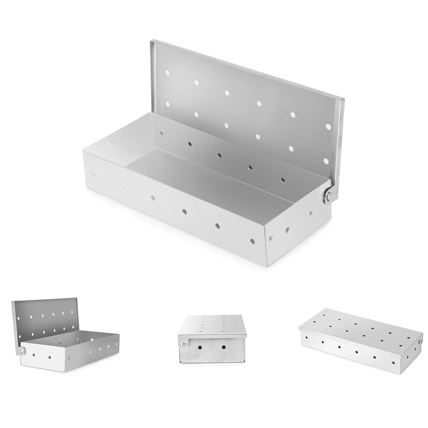 Smoker Box for Gas Grilling – Stainless Steel Grilling Basket with Tray ...