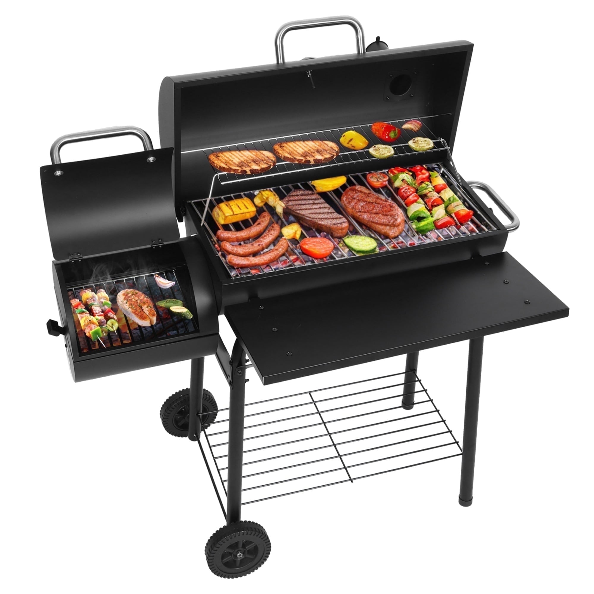 Avger Charcoal Grill with Offset Smoker - Family-Size Portable BBQ for ...