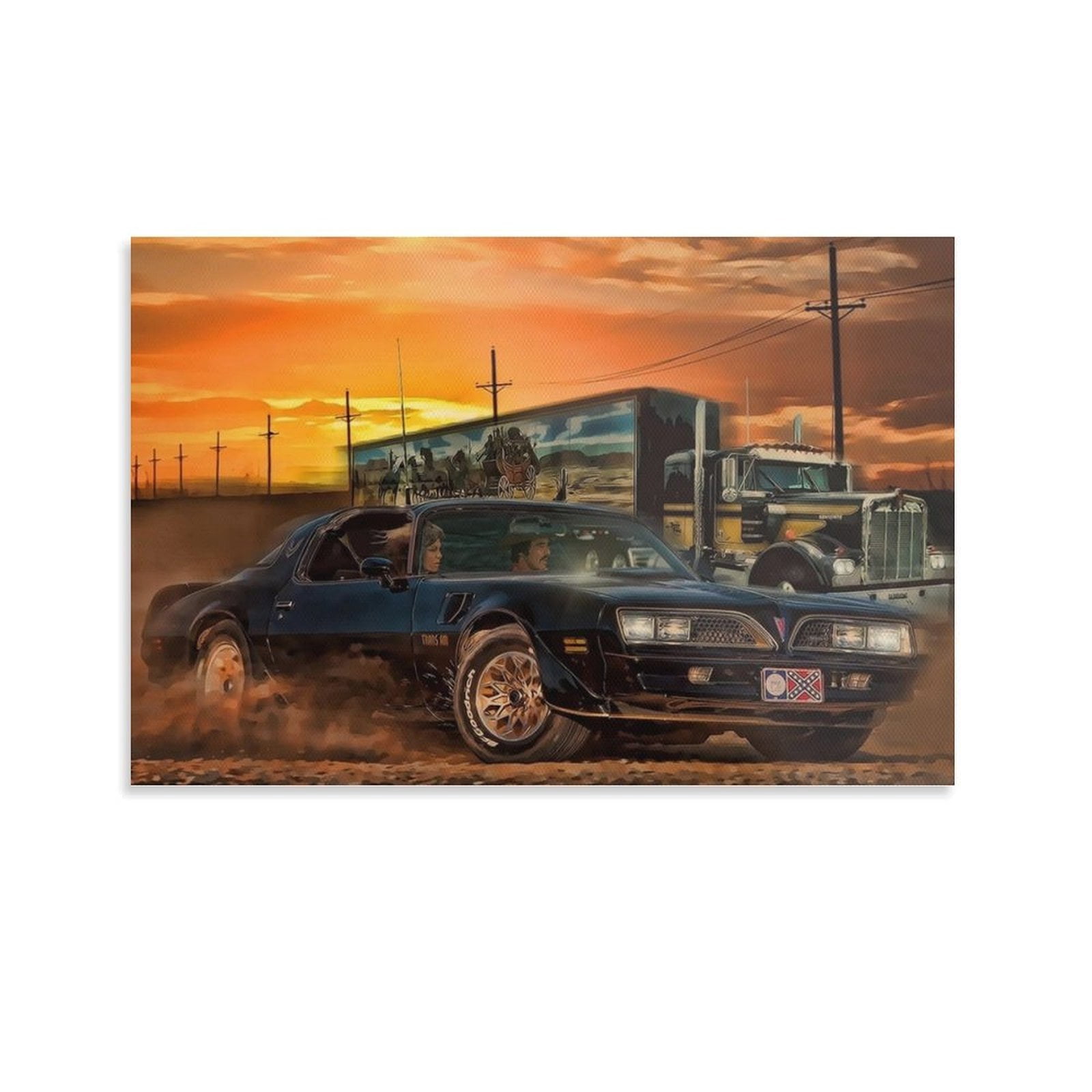 Smokey And The Bandit Retro Movie Poster (4) Canvas Wall Art Poster ...
