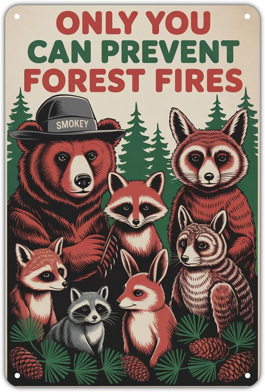 Smokey Bear Forest Fire Prevention tin sign Vintage Wildlife Animals ...