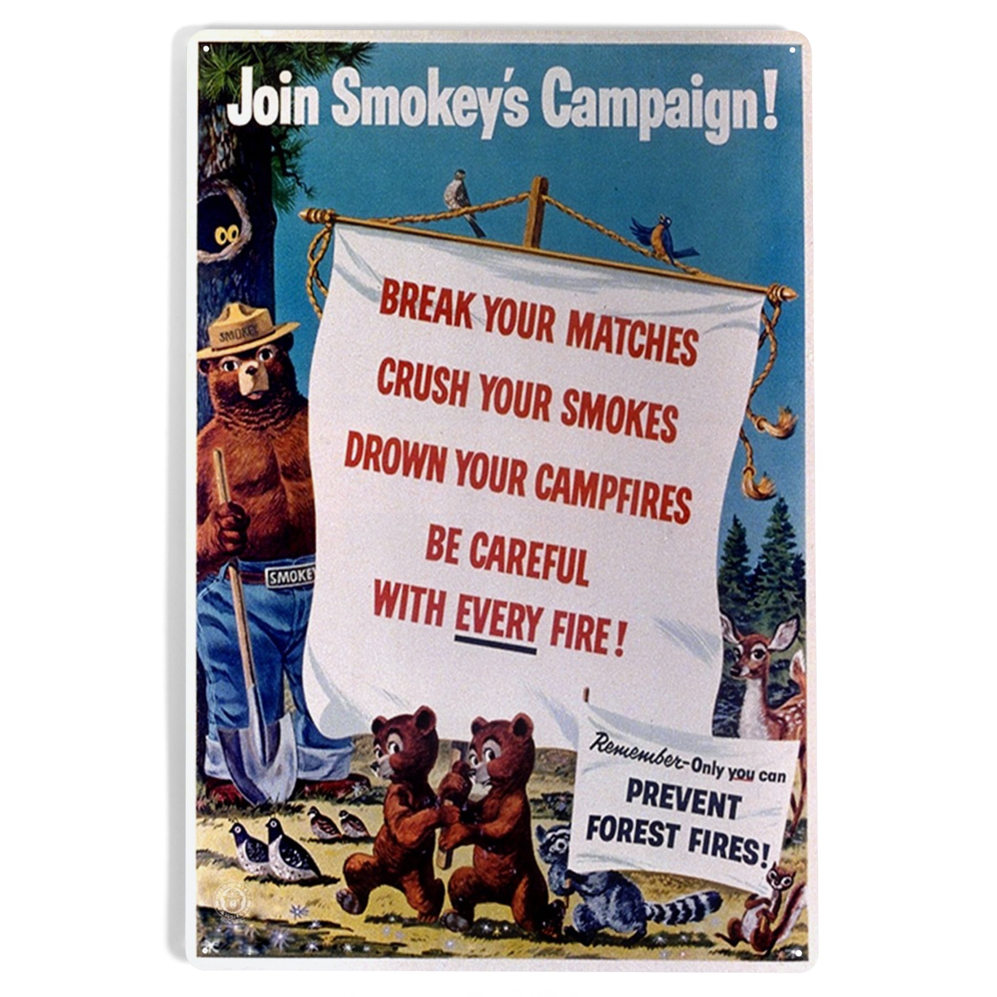 Smokey Bear, Join Smokey's Campaign, Vintage Poster (12x18 Aluminum Art ...