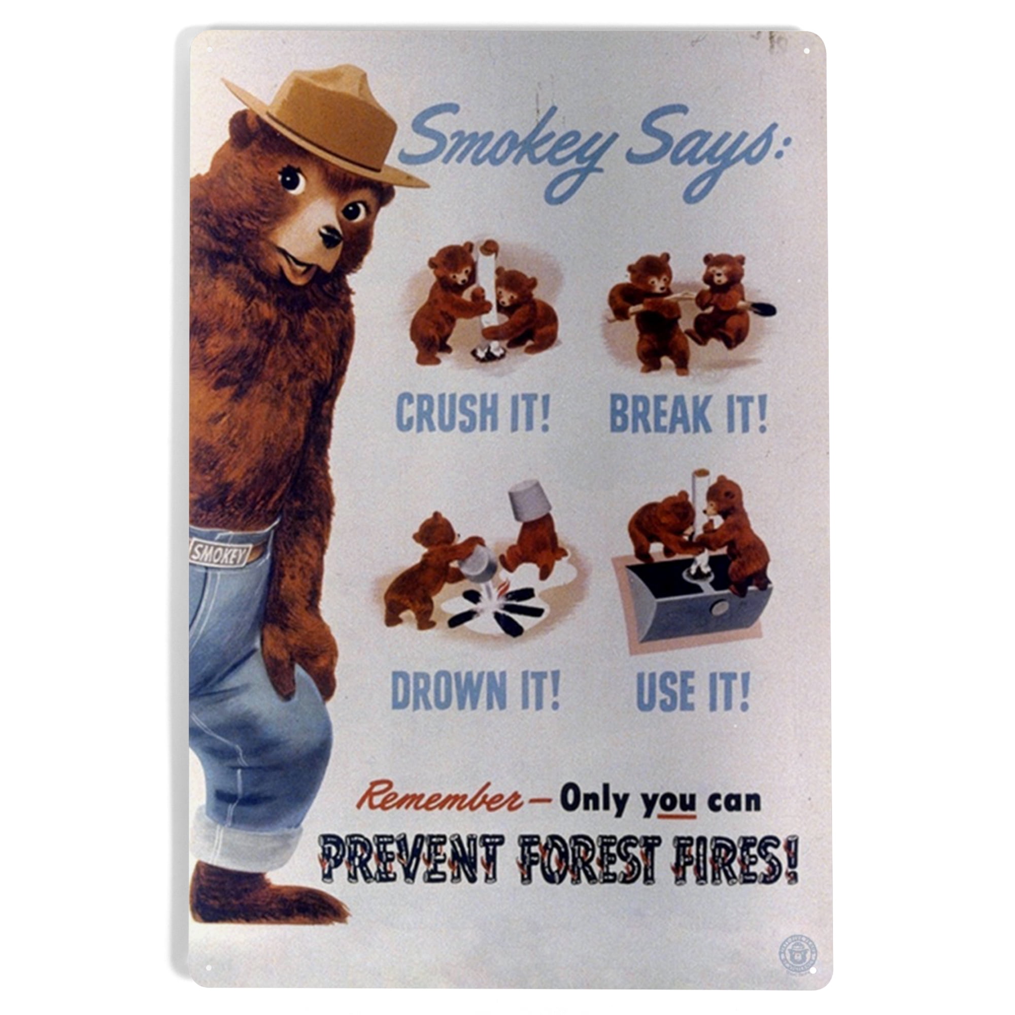 Smokey Bear, Smokey Says, Vintage Poster (12x18 Aluminum Art, Indoor ...