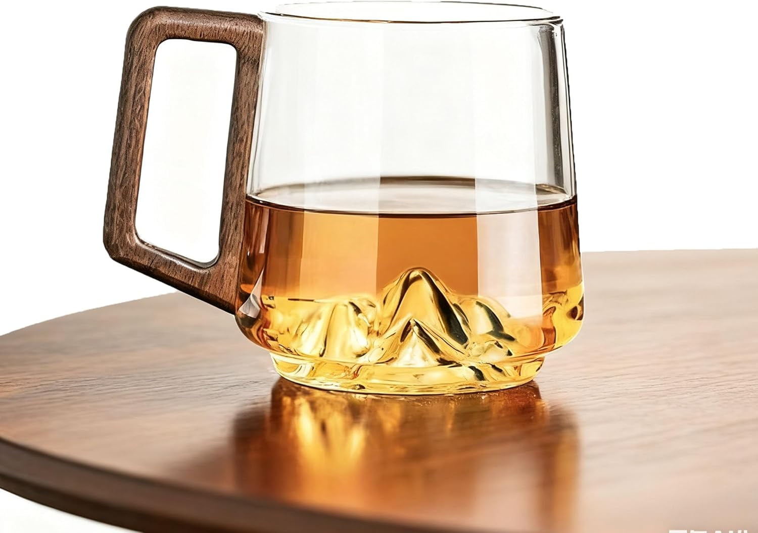 Smokey Gray Glass Slanted Coffee Cups with Wood Handle – Creative ...
