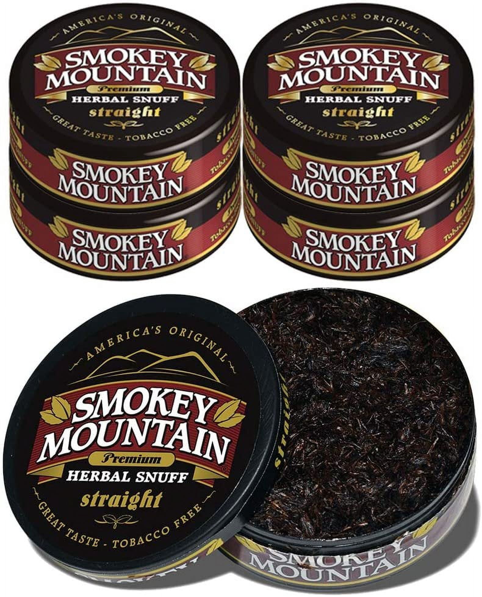 Smokey Mountain Herbal Snuff - Straight - 5 Cans - Nicotine-Free and ...