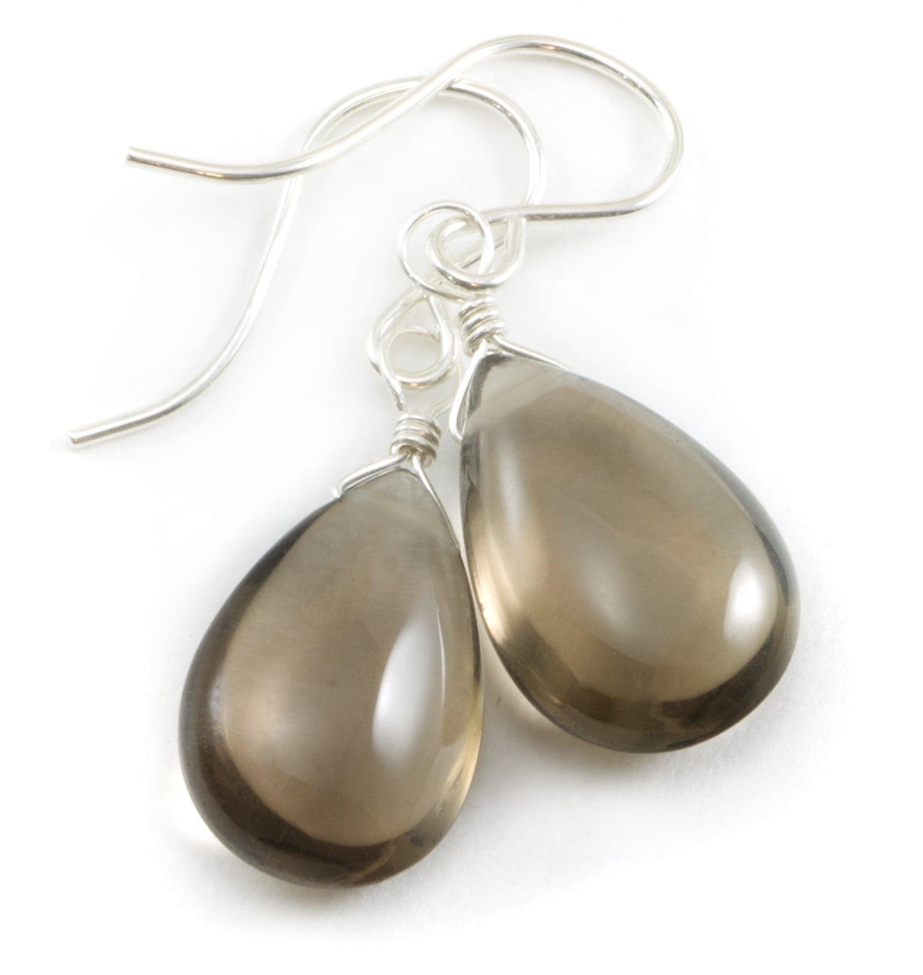 Smokey Quartz Earrings Smooth Pear Shape Teardrop Smoky Drops Sterling Silver - Walmart.com