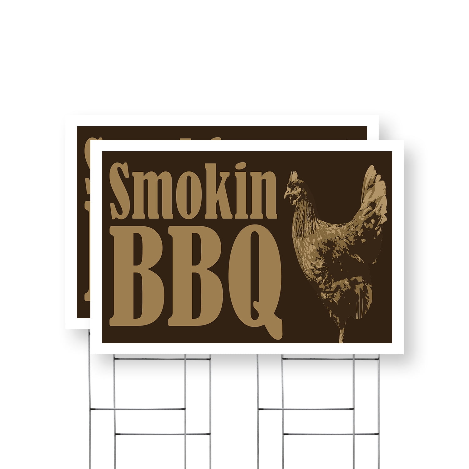 Smokin BBQ Yard Sign 2 Pack of 24 Inch x 36 Inch Single Sided ...