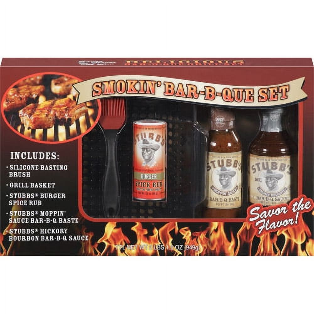 Stubb's 4 Piece Smokin' Bar-B-Que Grill Set with Spices and Sauces ...