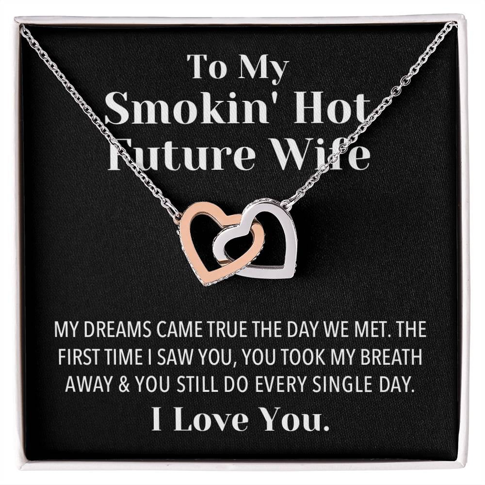 Smokin' Hot Future Wife, Interlocking Hearts Necklace, 14K White Gold ...