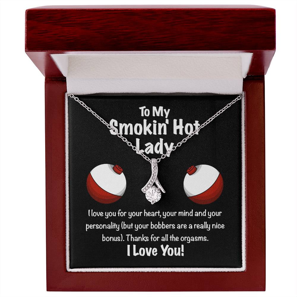 Smokin' Hot Lady Bobbers Valentine's Day Love Necklace, Alluring Beauty Necklace, 14k White Gold ...